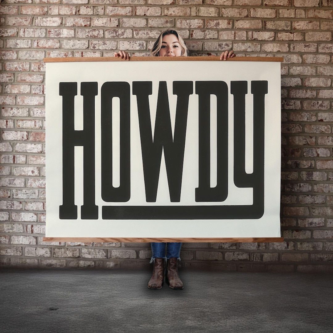 Howdy Typography Canvas Tapestry, Ranch Western Wall Decor - Etsy