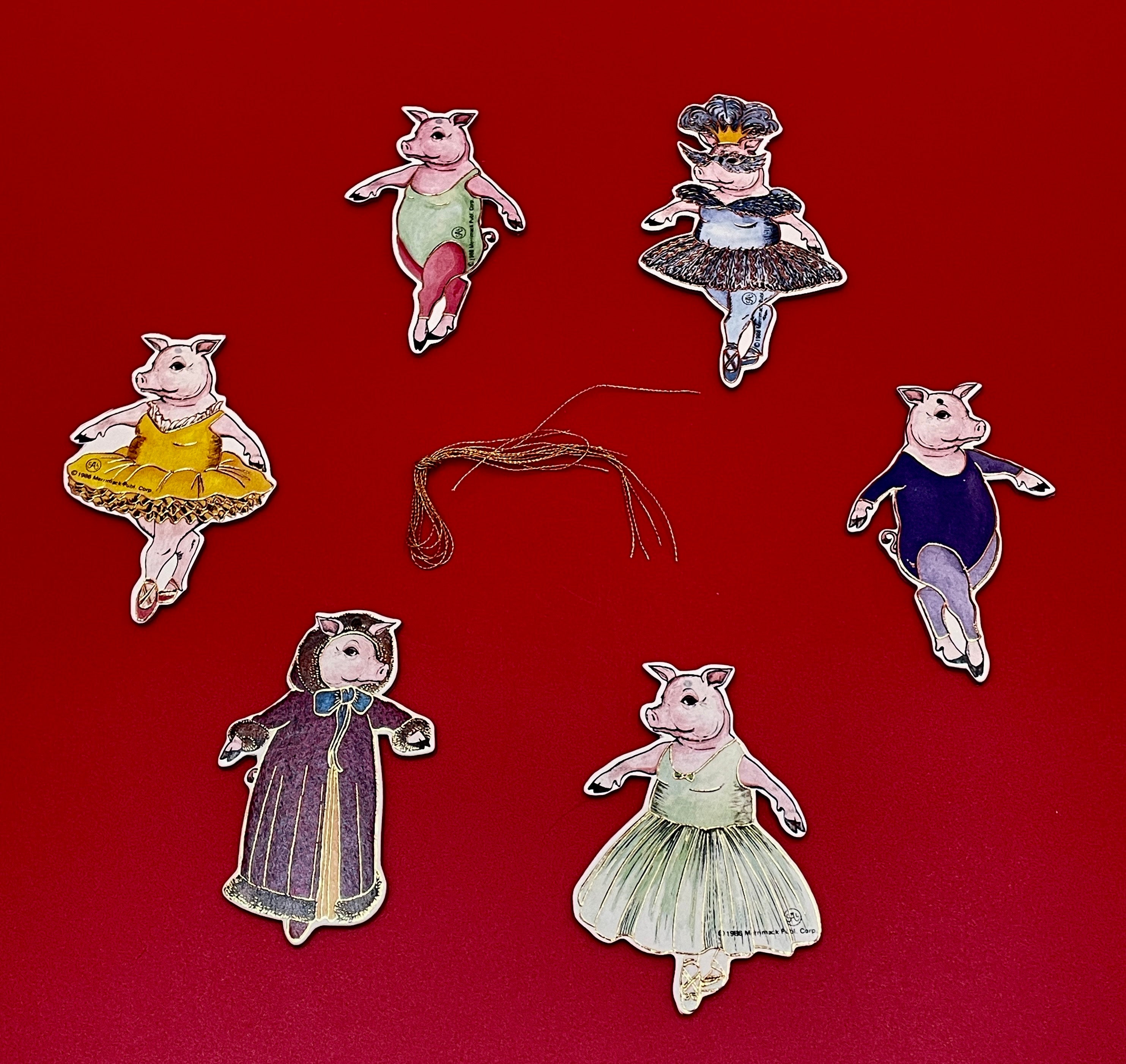 Vintage Shackman 1986 EMMA Pig Gold Stamped Die-cut Ornaments - Set of ...