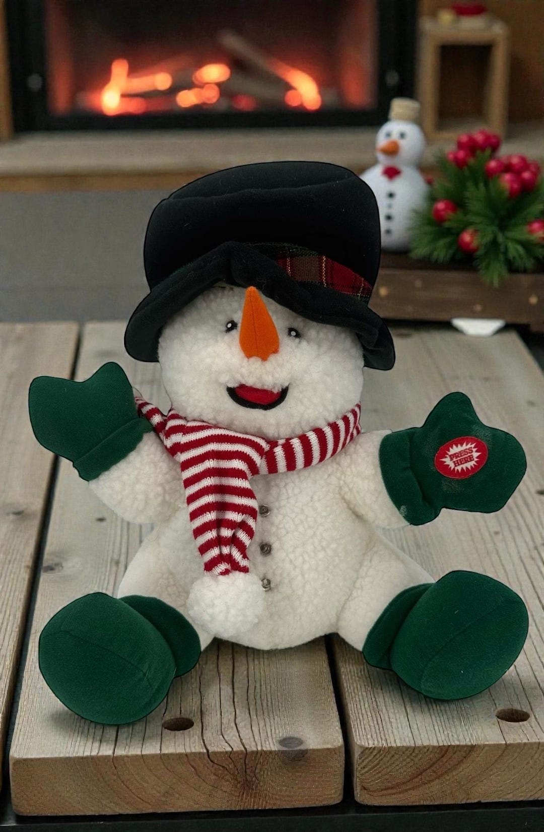 Vintage MTY International Light up Musical Blink-a-tune Snowman Plush ...