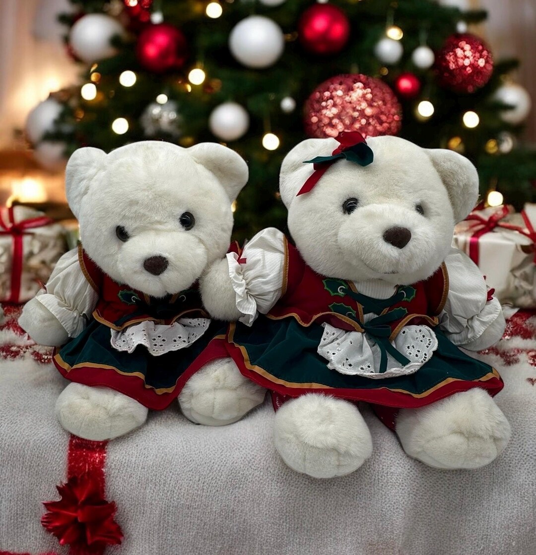 Vintage Kmart Christmas Polar Bear Plush Pair - 1995 Edition - Etsy UK
