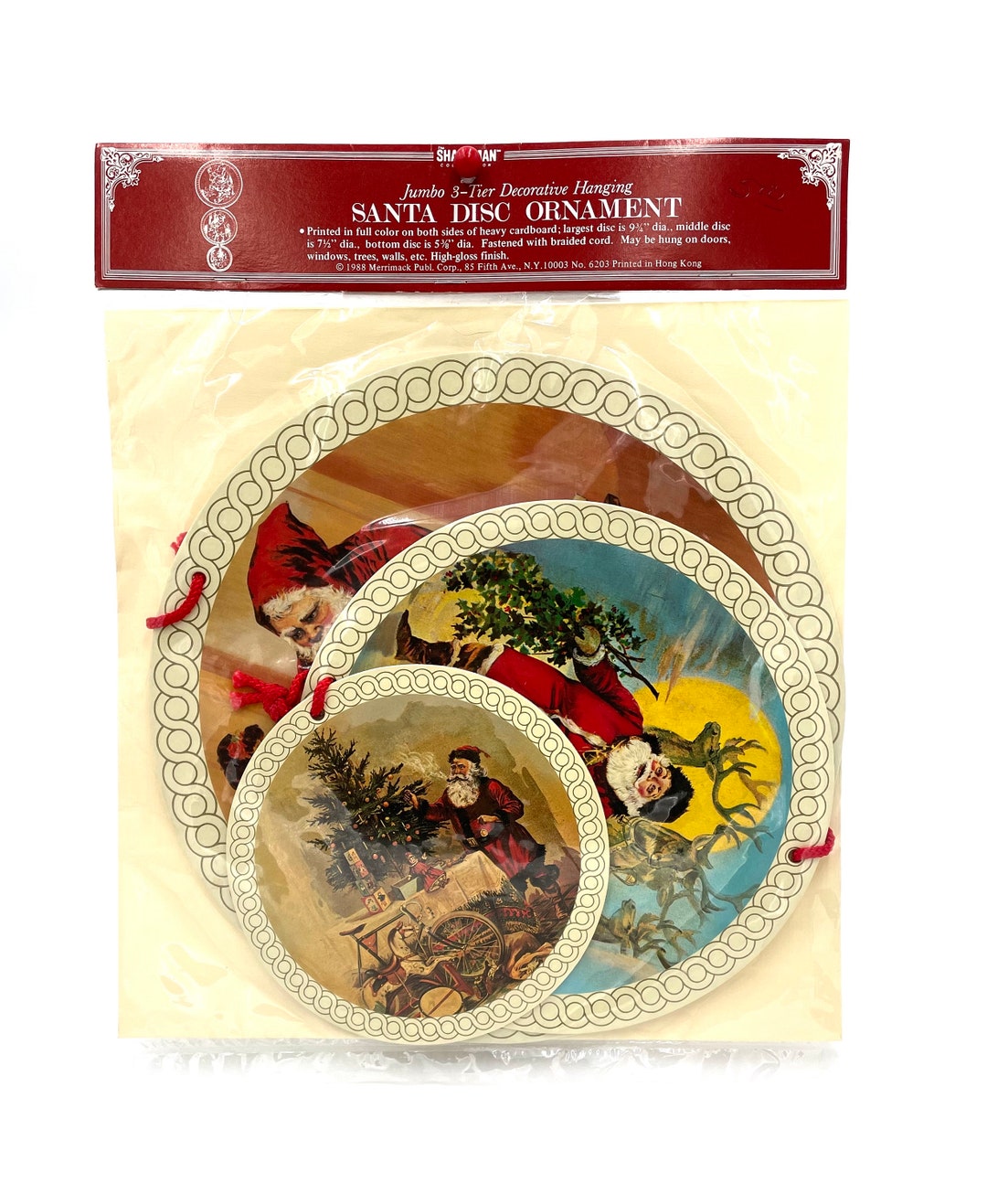 Vintage Shackman Jumbo 3-tier Die Cut SANTA Christmas Disc Hanging ...