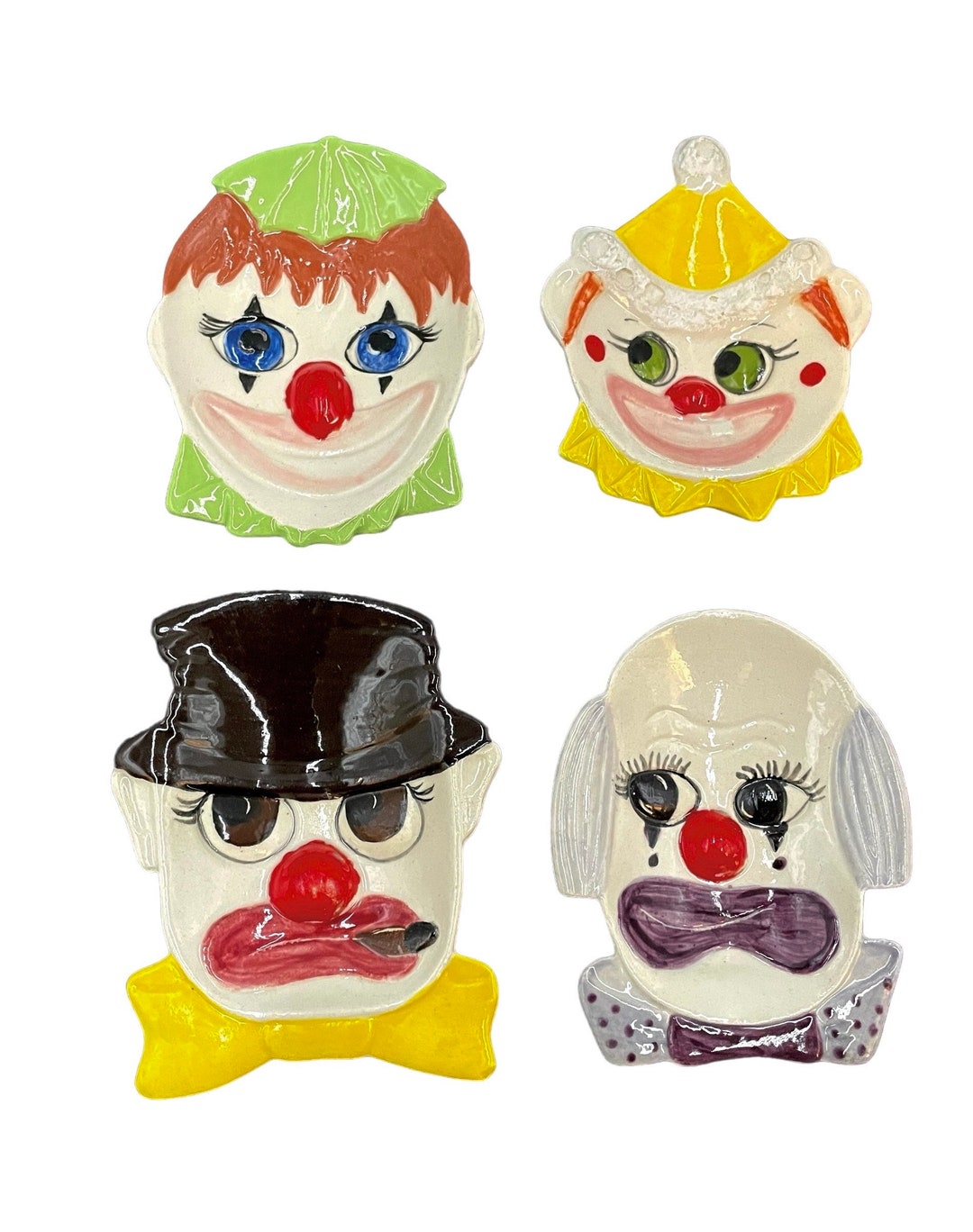 Vintage Circus Clown Trinket Dish Tray Gum Saver 4pc - Etsy