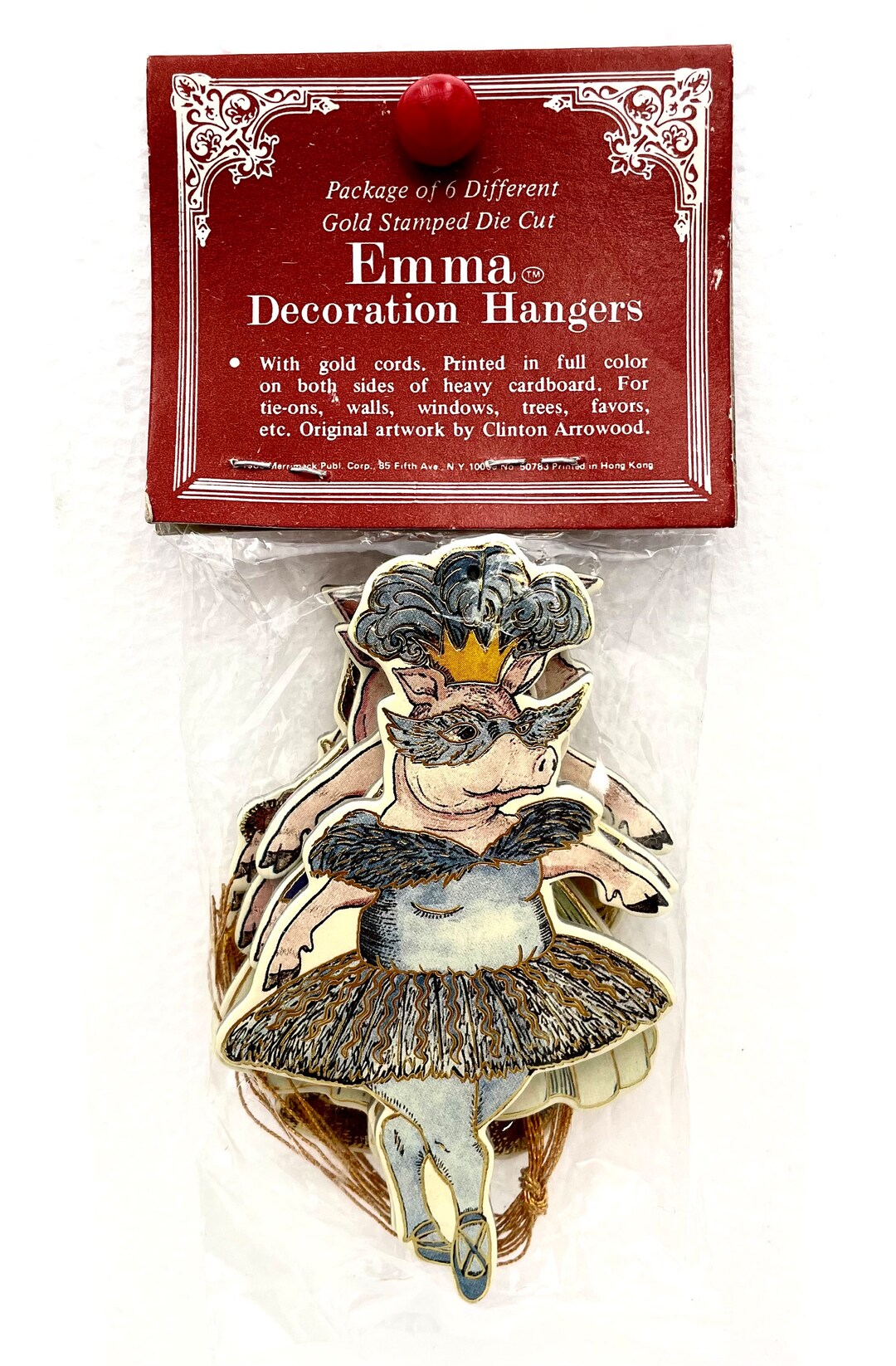 Vintage Shackman 1986 EMMA Pig Gold Stamped Die-cut Ornaments - Set of ...