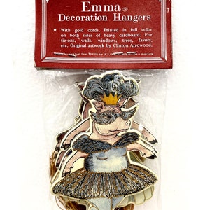 Vintage Shackman 1986 EMMA Pig Gold Stamped Die-cut Ornaments - Set of ...