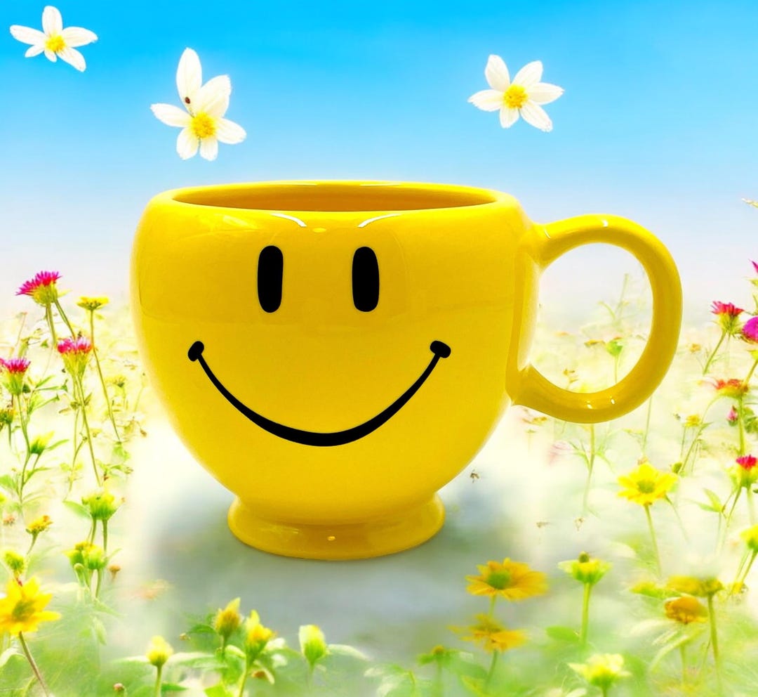 Vintage Yellow Smiley Face Emoji Coffee Mug Smile Cup Mug Retro - Etsy