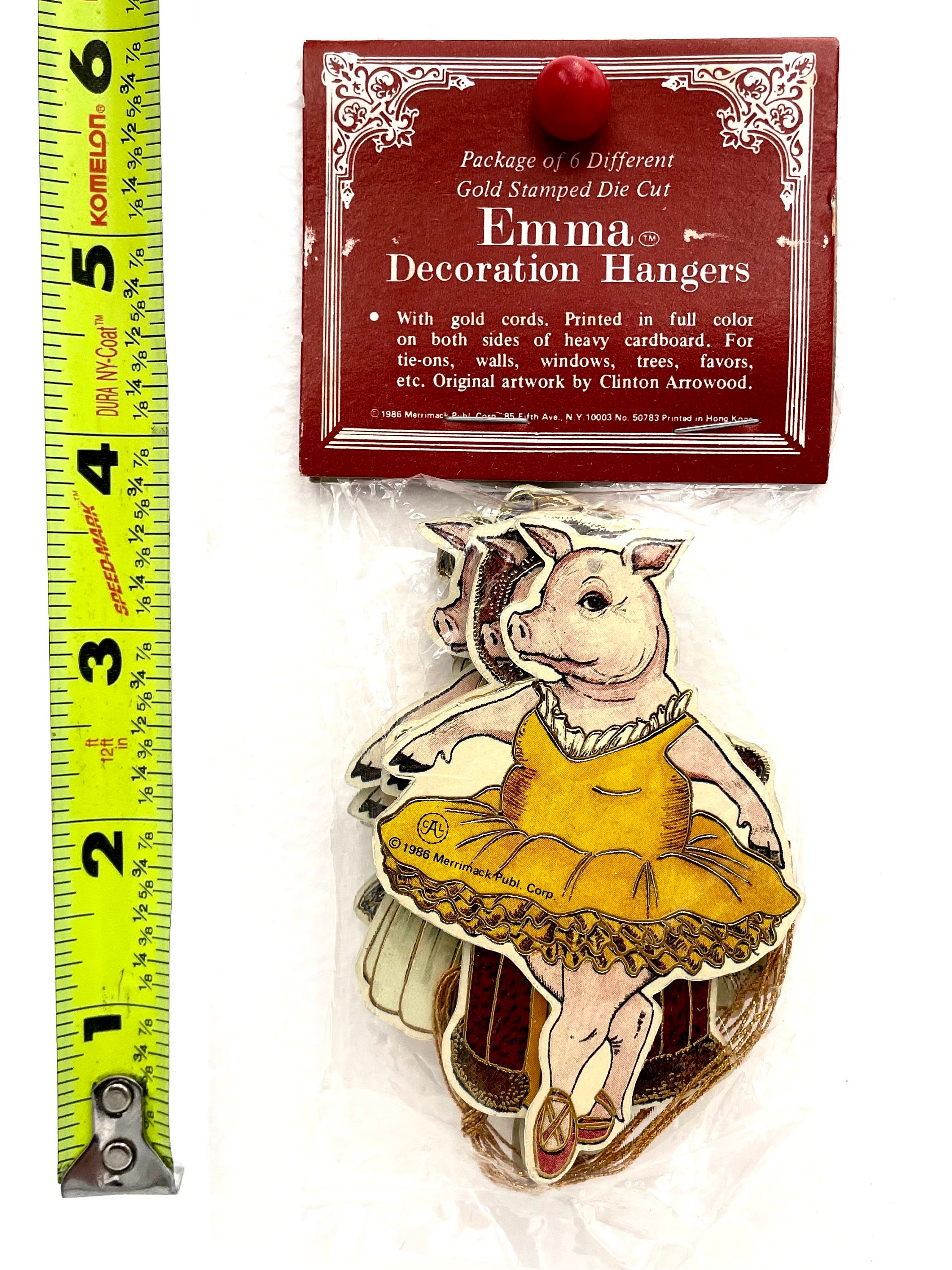 Vintage Shackman 1986 EMMA Pig Gold Stamped Die-cut Ornaments - Set of ...