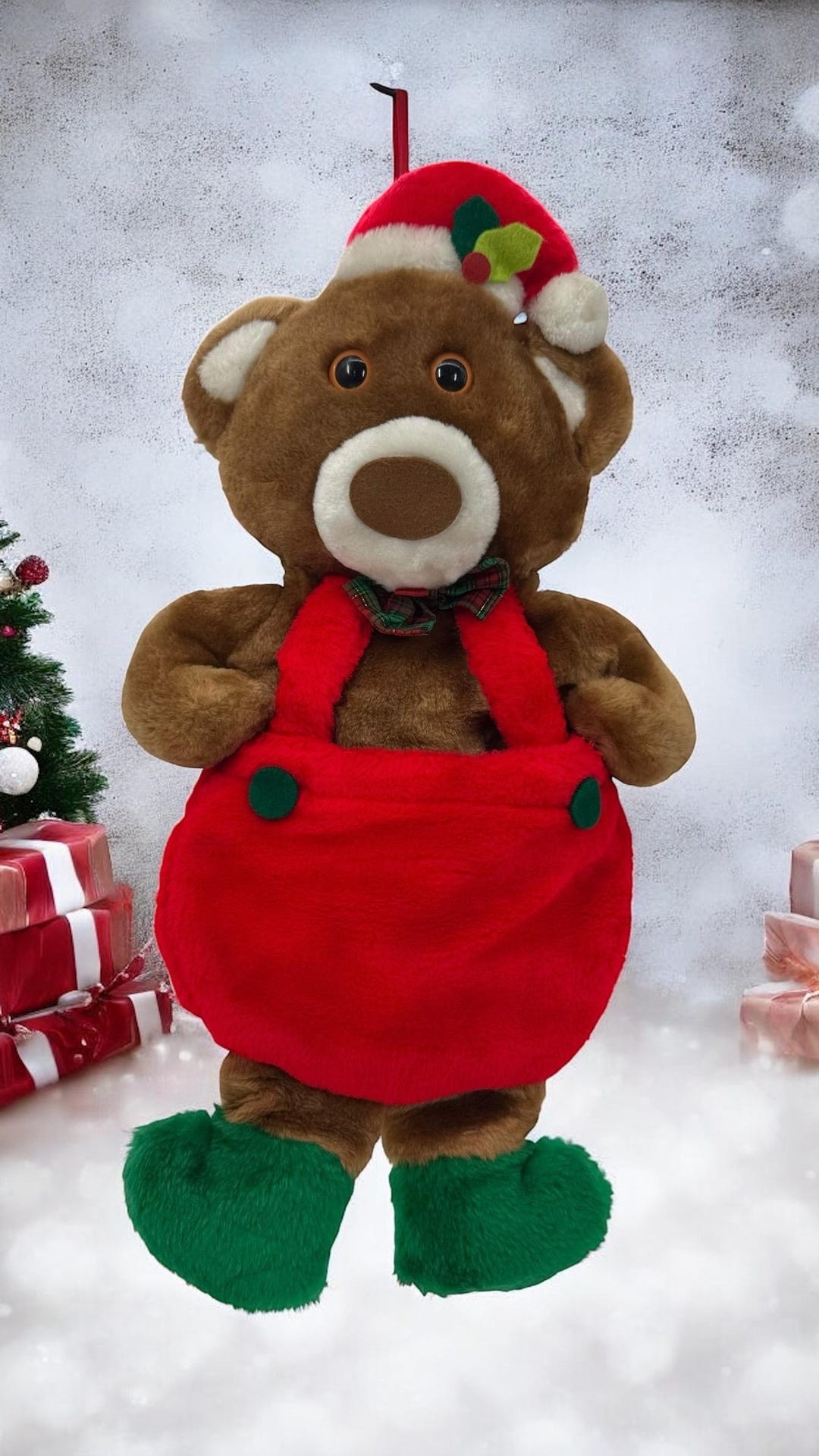 20" Vintage Santa’s Best 3D Theodore Teddy Bear CHRISTMAS STOCKING ...