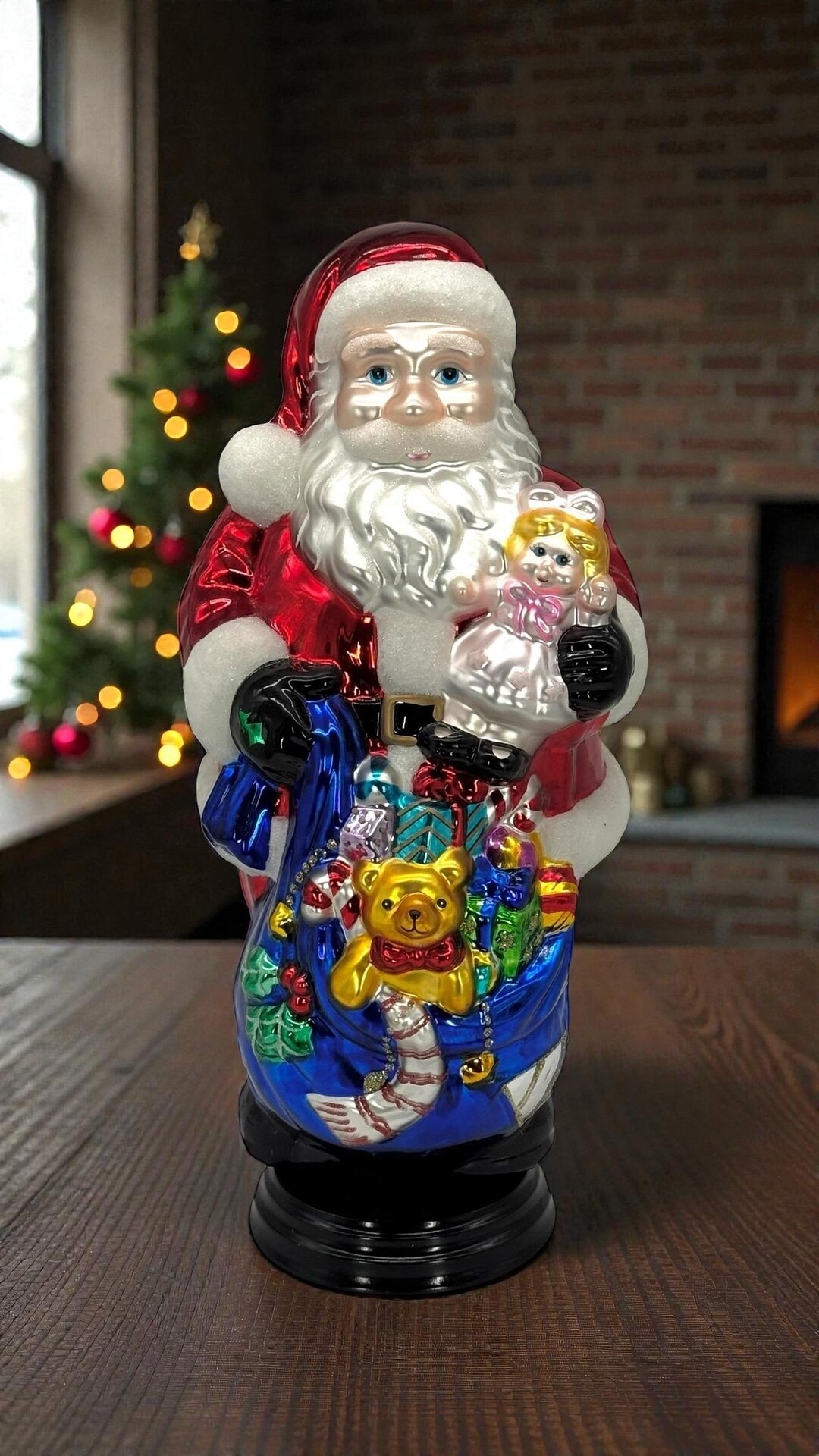 Vintage TRADITIONS Hand Painted Hand-blown Glass Santa Christmas 18 ...