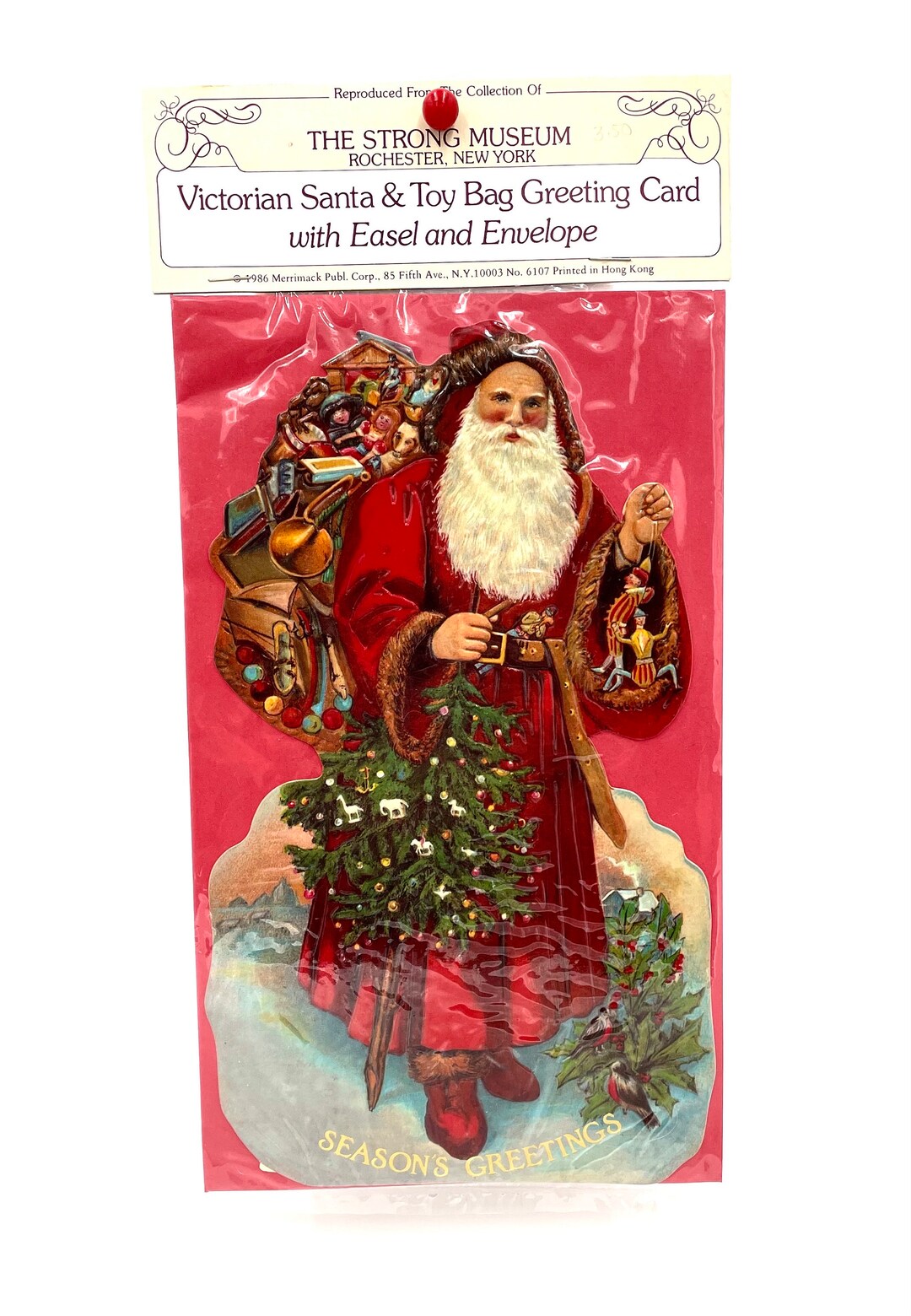 Vintage Shackman Victorian Santa & Toy Bag Greeting Card W/easel and ...