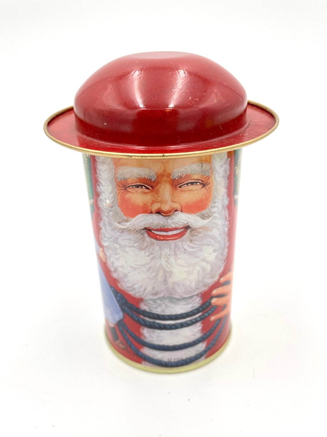Vintage Tin B. Shackman Santa Hat Cap Lid Round Metal Box - Etsy