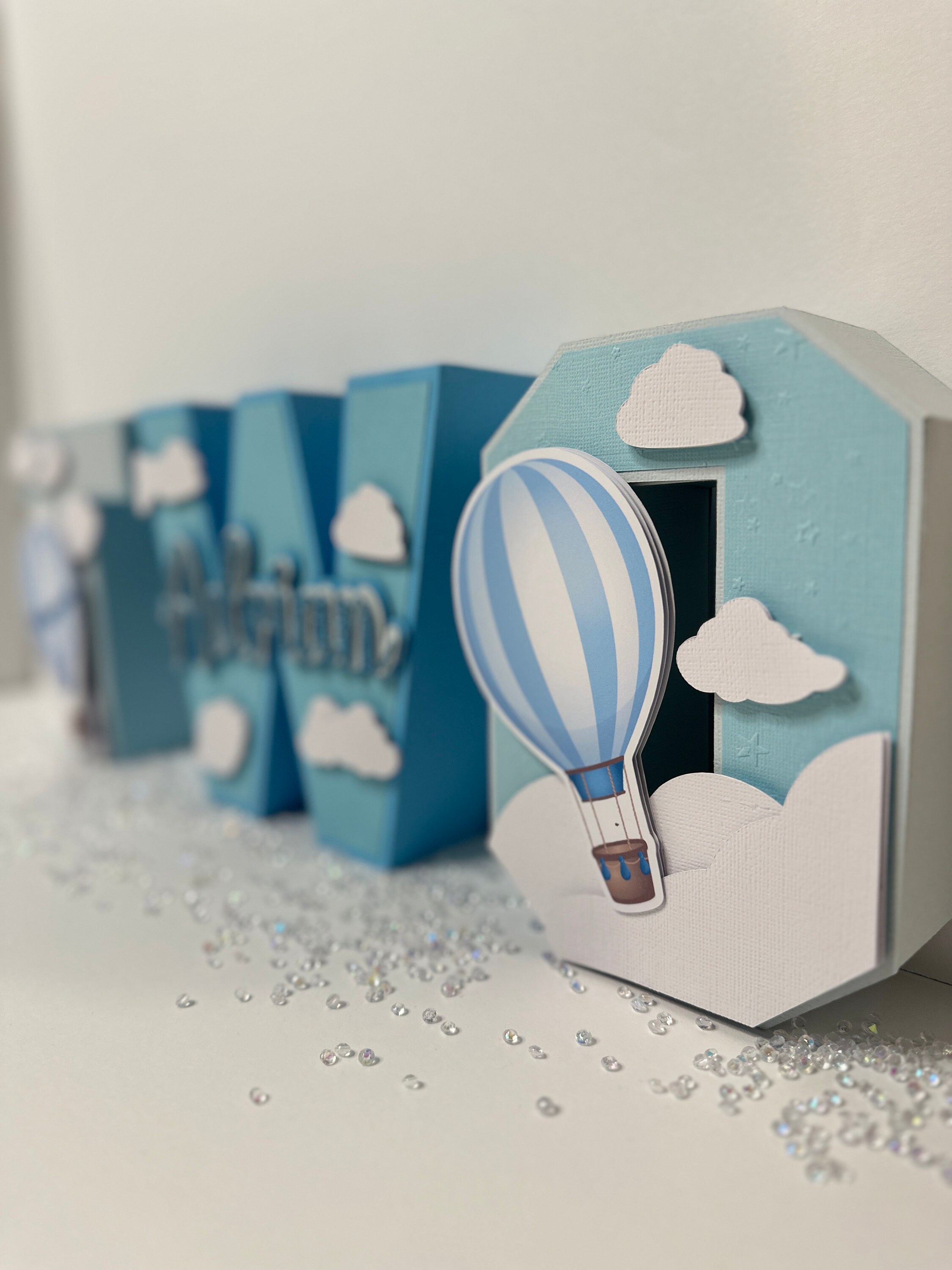 Hot Air Balloon 3D Letters Birthday Party Decor Candy Table Centerpiece ...