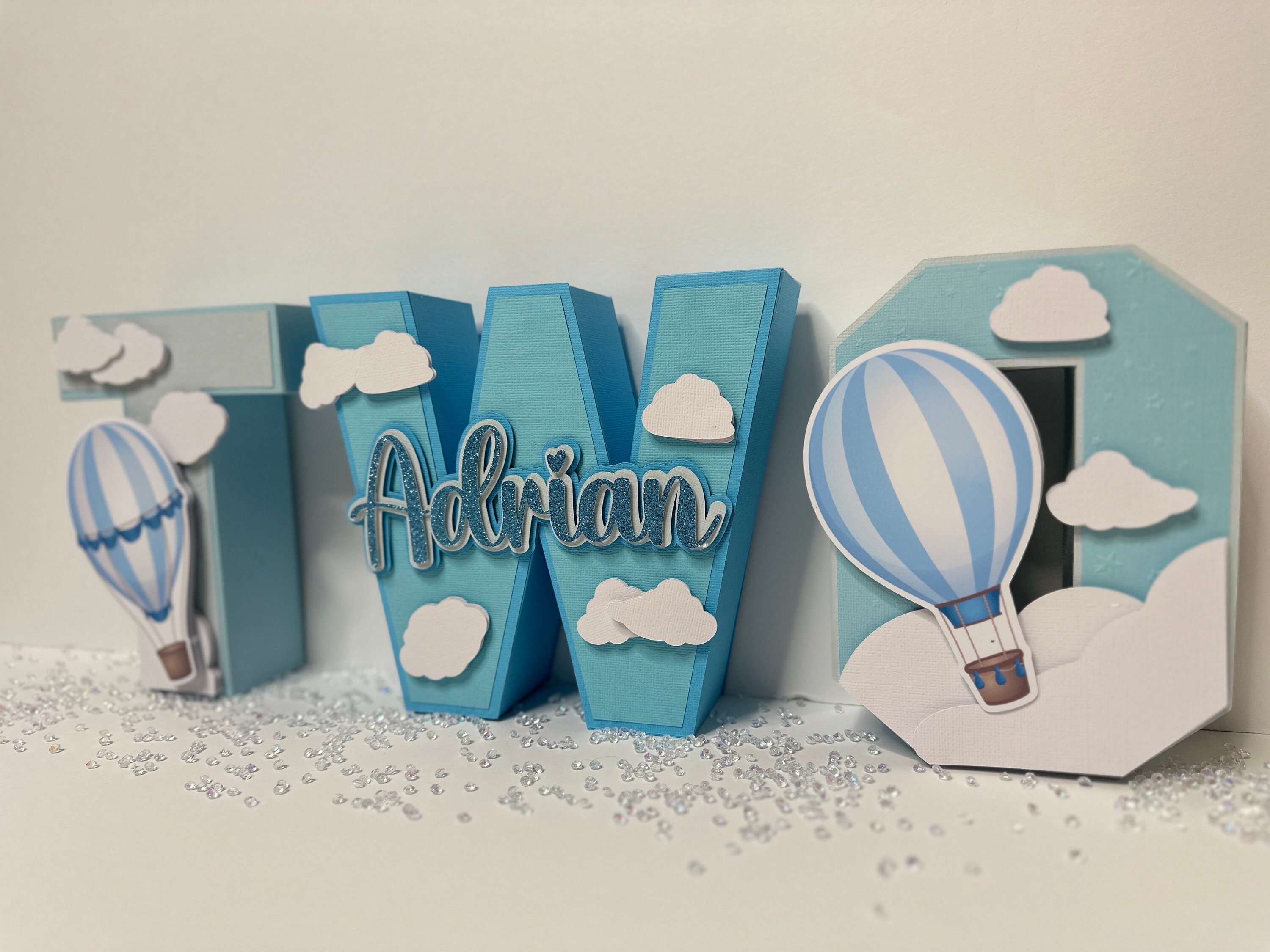Hot Air Balloon 3D Letters Birthday Party Decor Candy Table Centerpiece ...