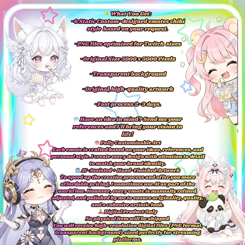 Custom Chibi Emotes, Streamer Art Commission (digital Download) - Etsy