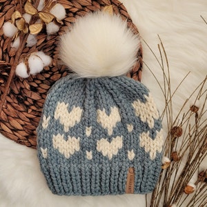 KNITTING PATTERN: Corazones Beanie/beginner Colorwork Hat Knit Pattern ...