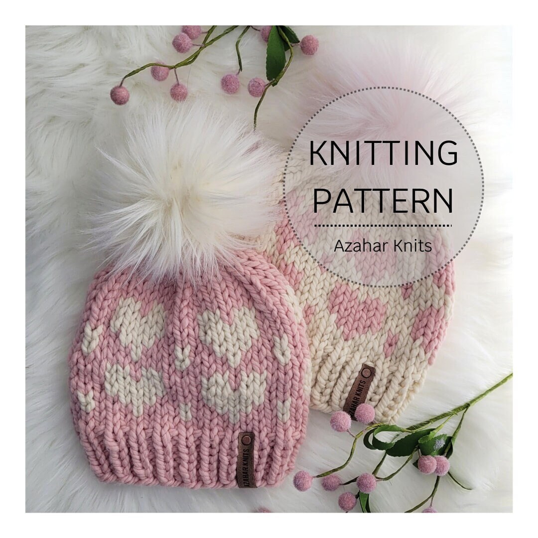 KNITTING PATTERN: Corazones Beanie/beginner Colorwork Hat Knit Pattern ...