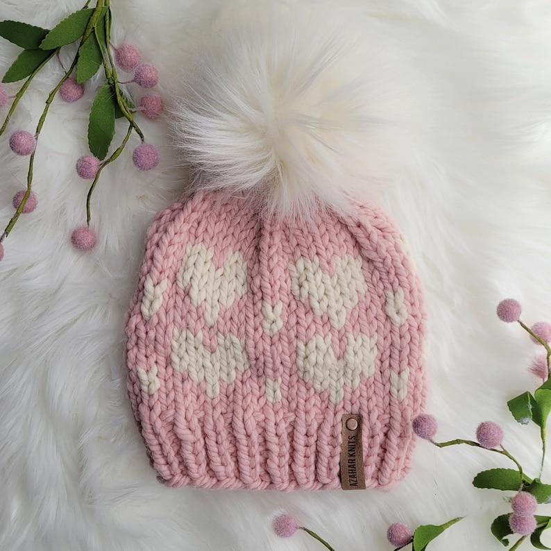 KNITTING PATTERN: Corazones Beanie/beginner Colorwork Hat Knit Pattern ...