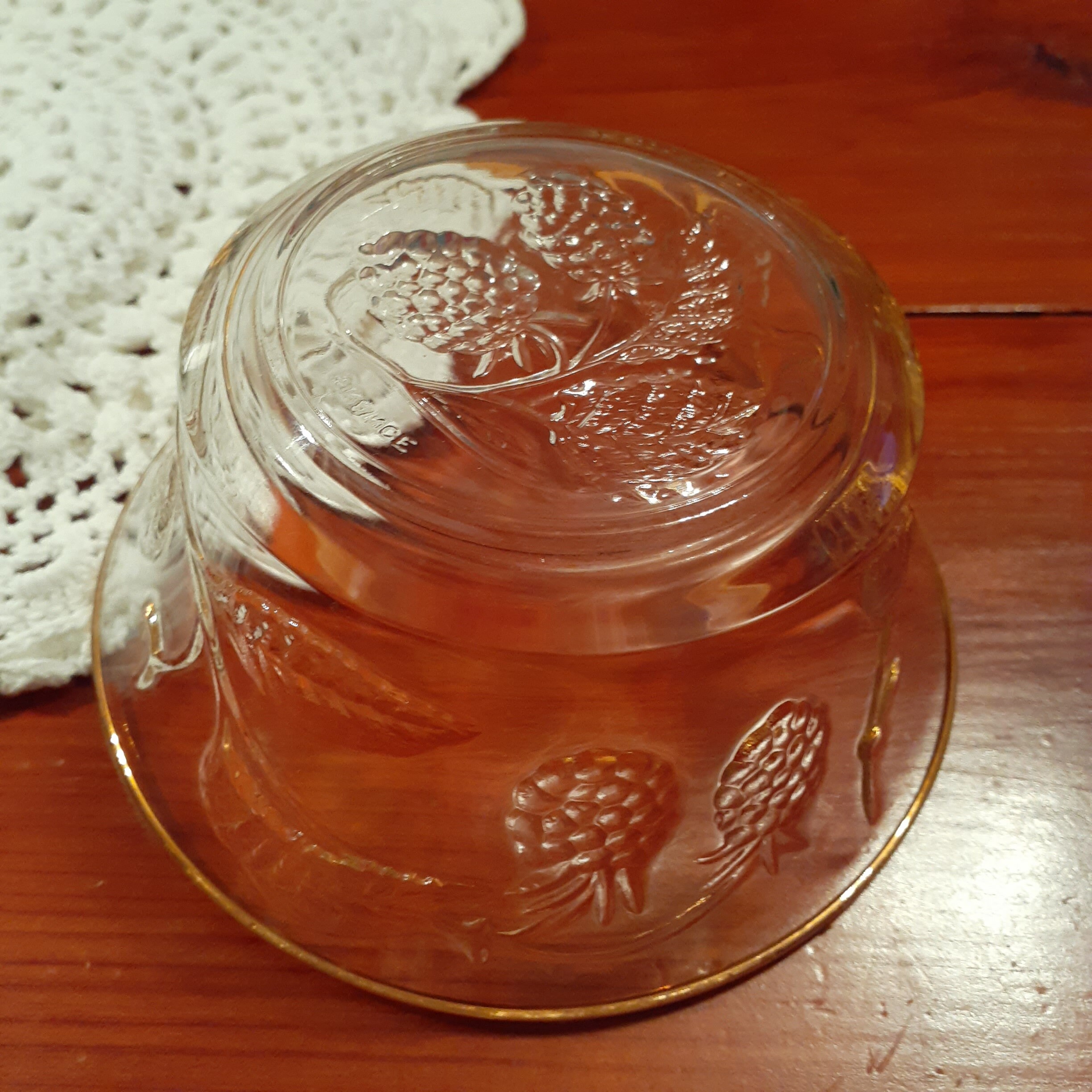 Vintage Arcopol France Clear Glass Berry Bowl With Gold Rim and ...