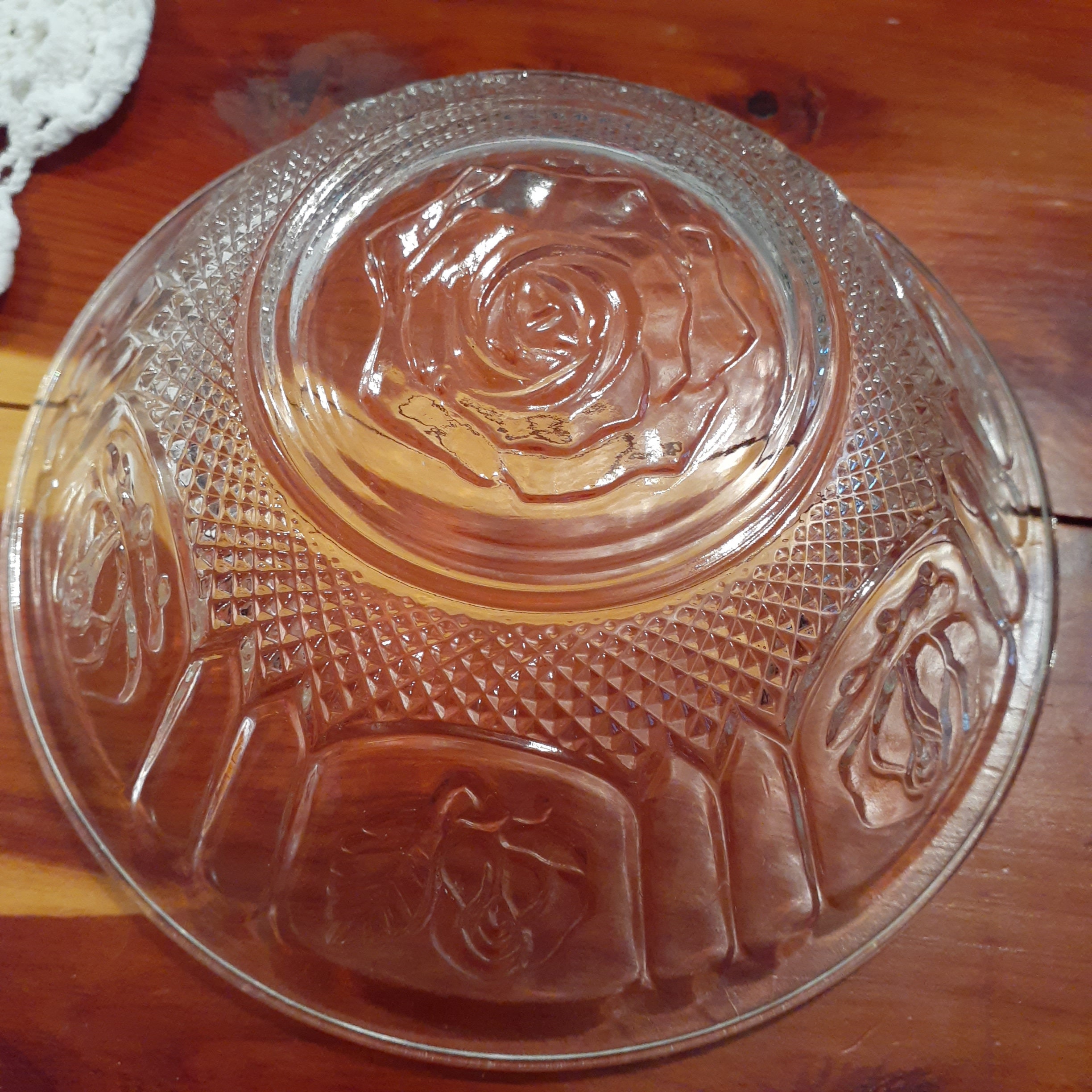 Vintage Kig Indonesia Glass Rose Pattern Serving Bowl - Etsy