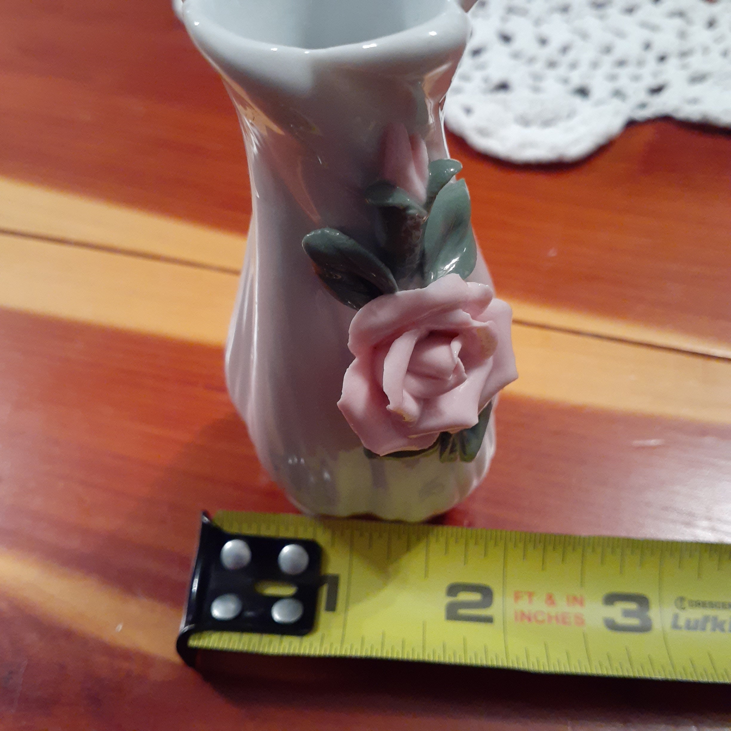 1960's Vintage Tiny White Porcelain Bud Vase With Pink Rose - Etsy