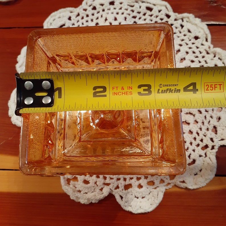 1960's Jeanette Glass Wedding Cake Box Pedestal Candy Dish in Apricot ...