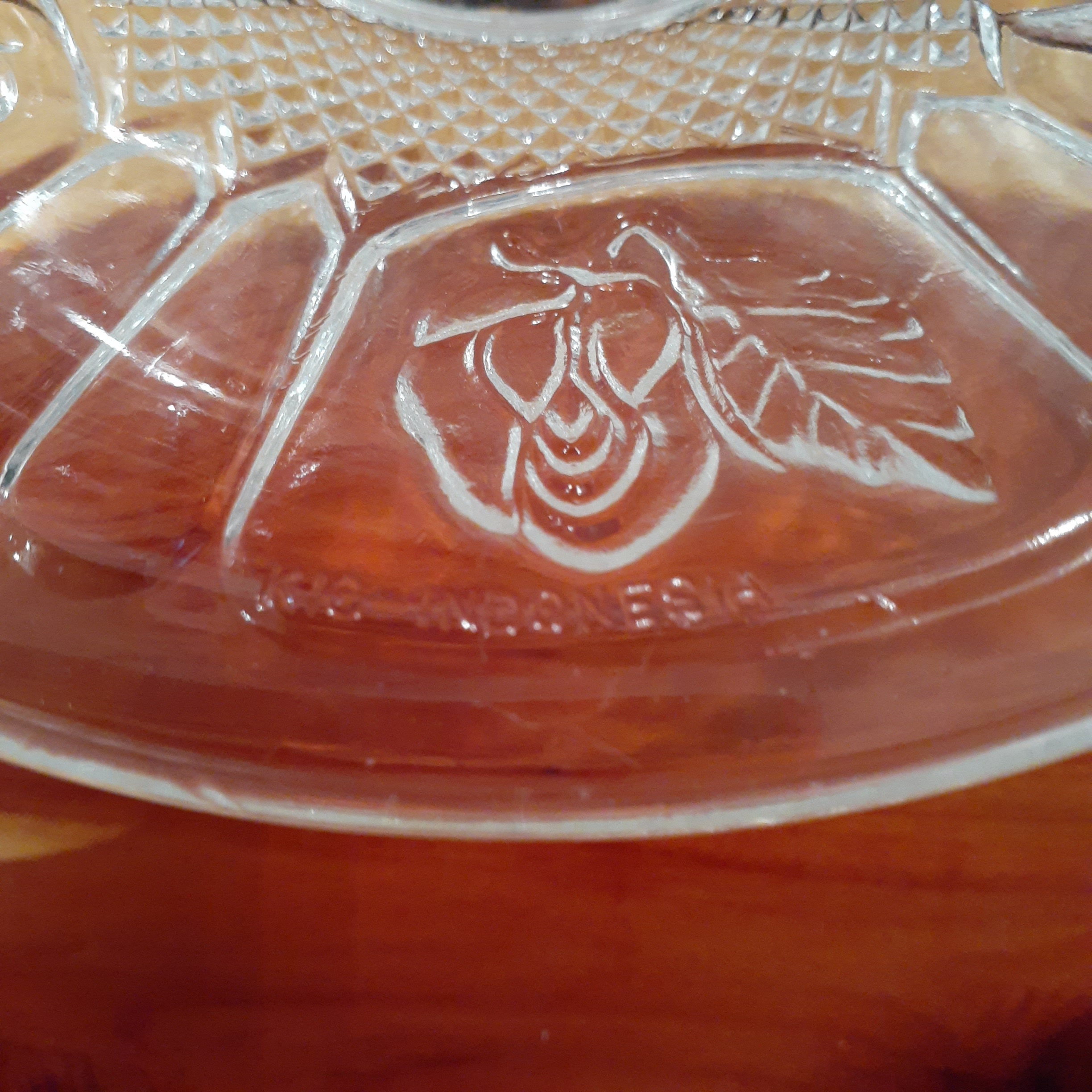 Vintage Kig Indonesia Glass Rose Pattern Serving Bowl - Etsy