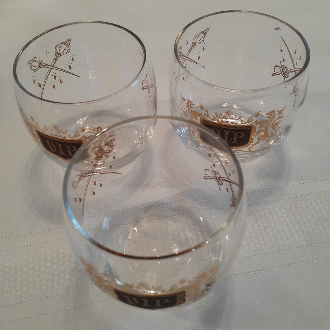 Mid Century Modern VIP Short Glasses With Gold Detail - Etsy