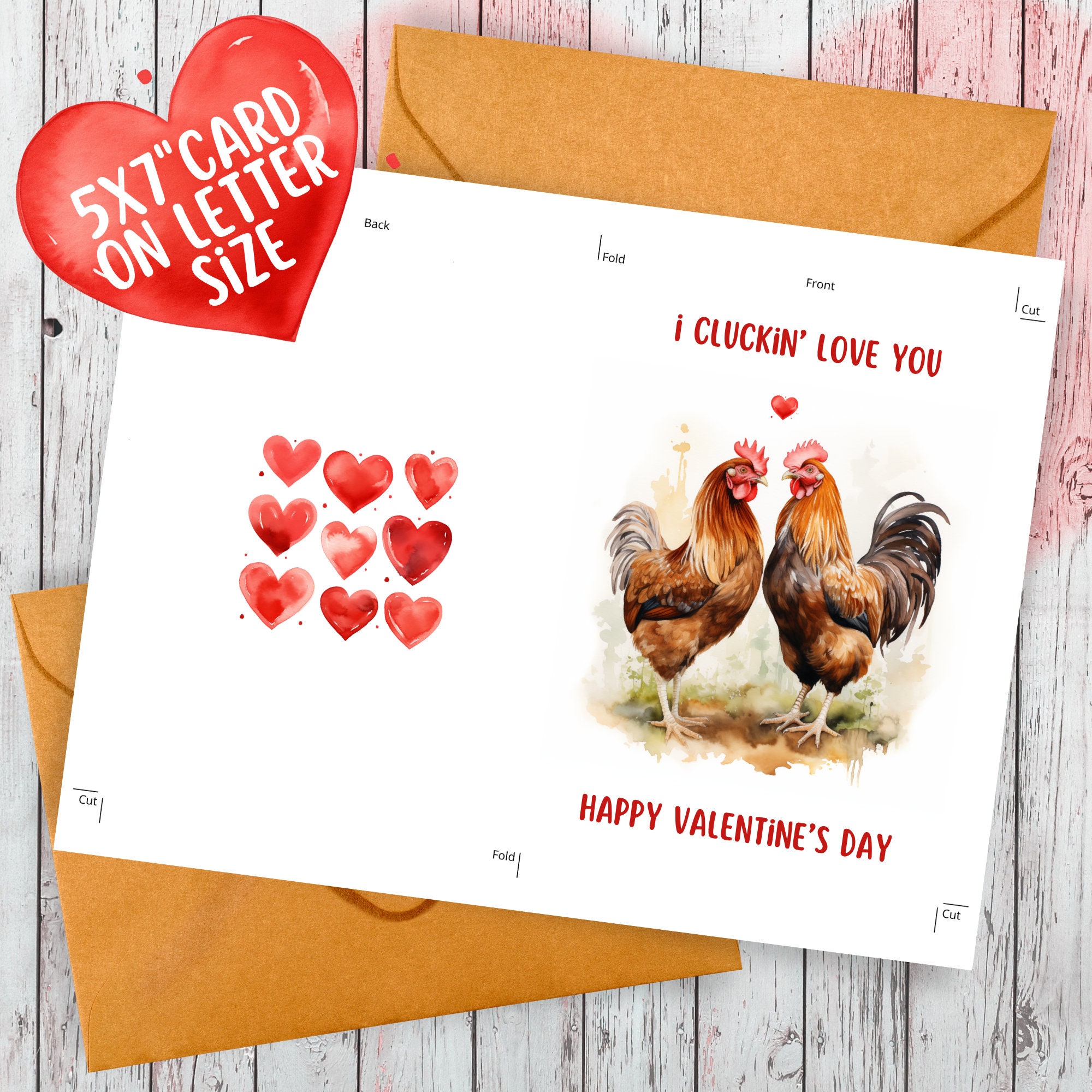 Funny Printable Chicken Valentine's Day Card Template, Download ...