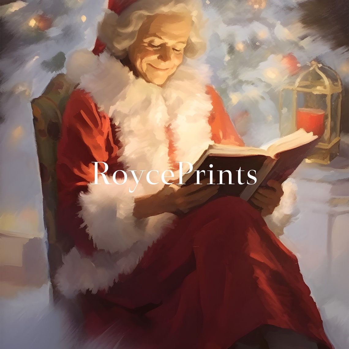 Miss Santa Claus Reading Book Print Christmas Eve Wall Art - Etsy