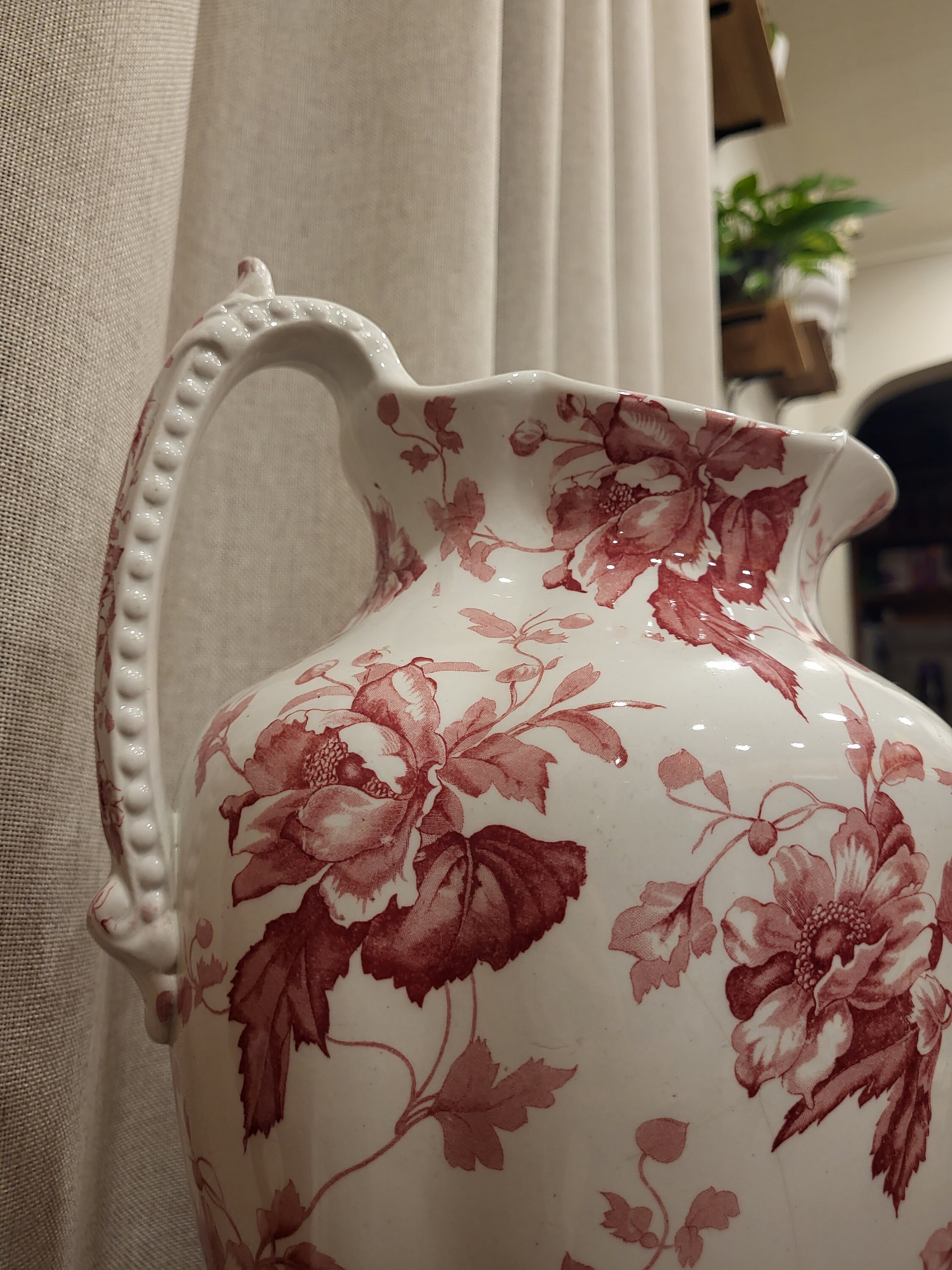 Vintage Pottery Floral Pitcher - Etsy