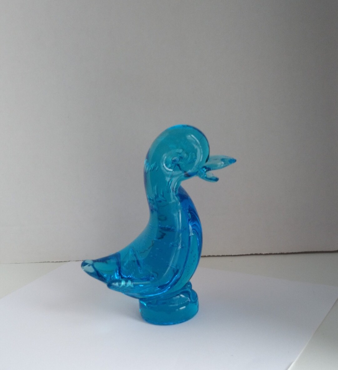 Rare Signed Alta Glass Hand Blown Blue Duck With Controlled Bubbles ...