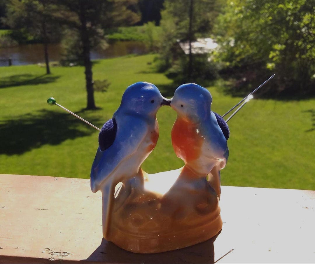 Antique Double Bluebird Pin Cushion 1920-1930s Maruyama Toki Yamashiro ...