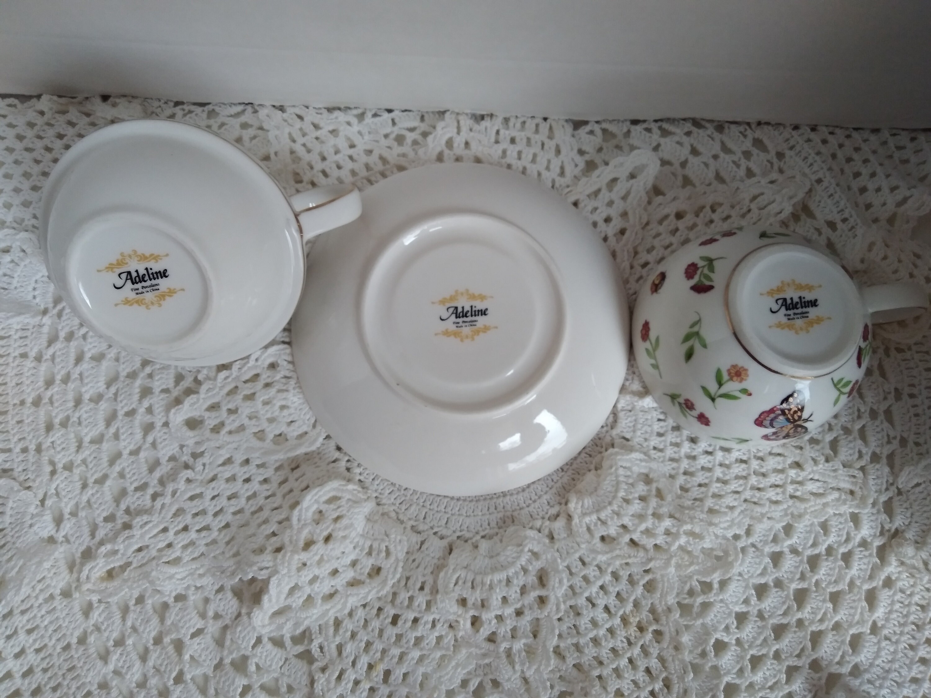 Vintage Adeline Fine Porcelain Tea for One With Flowers, Butterfly, Bee ...
