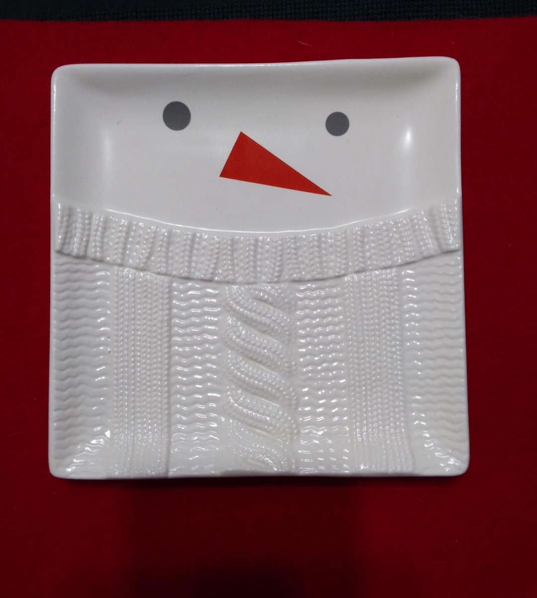 Vintage 4 Square Snowman Appetizer/fruit Plates - Hallmark - Etsy