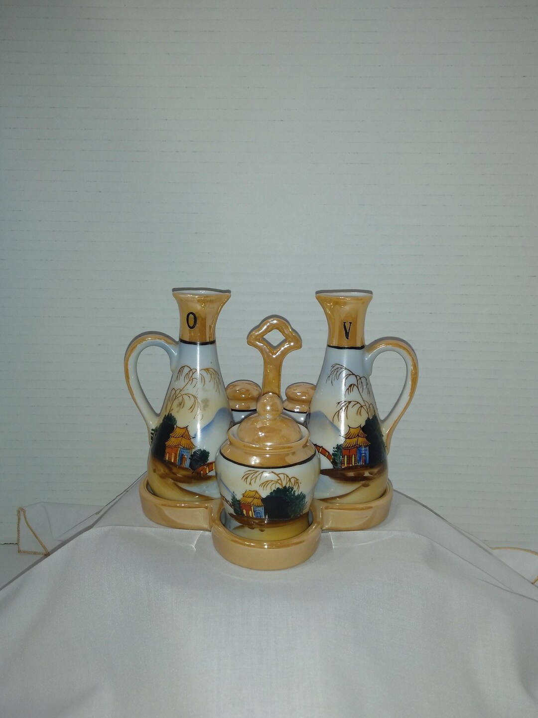 RARE Vintage 1950's Chikaramachi Cruet Condiment Set Japan Green Mark ...