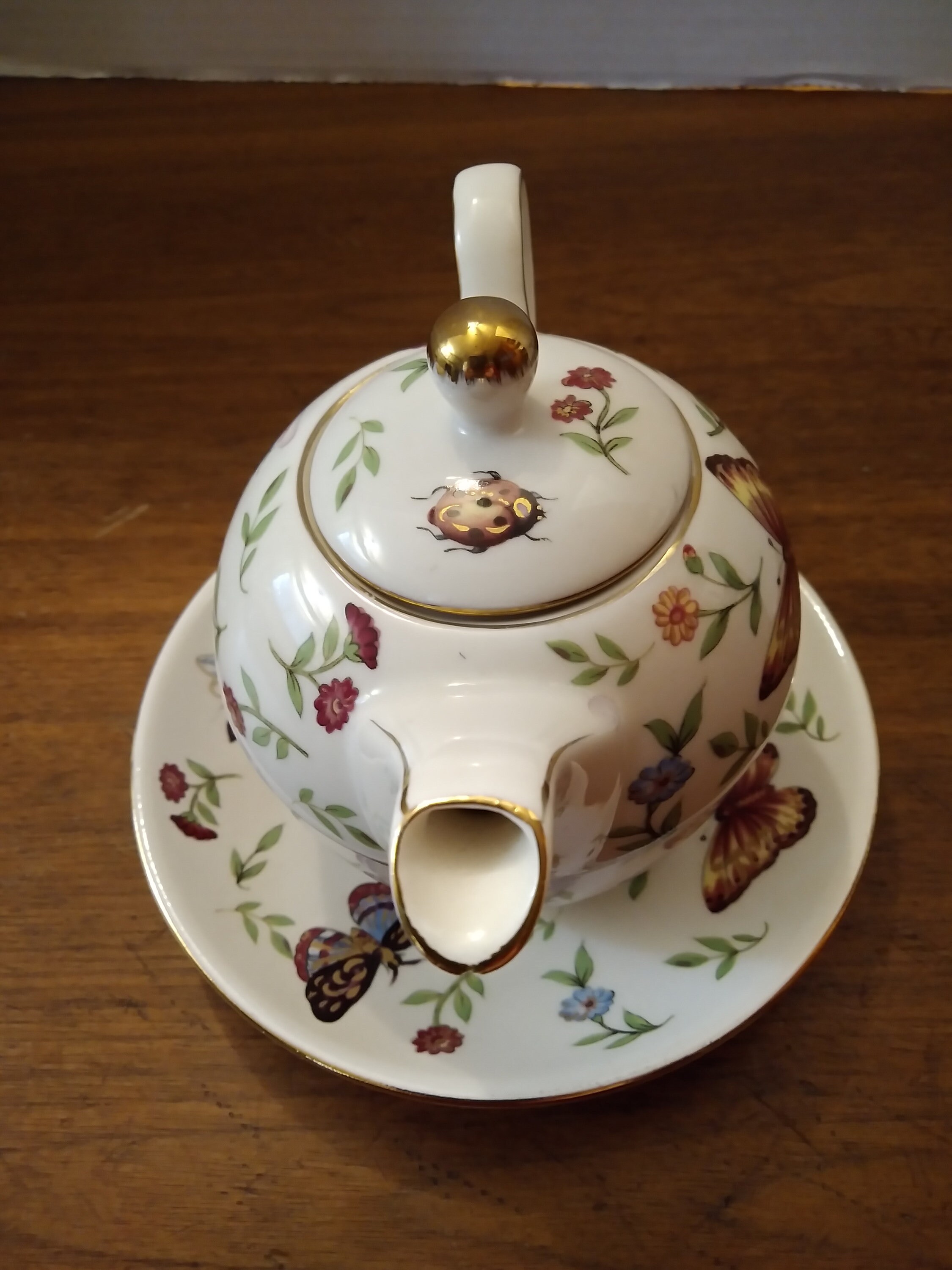 Vintage Adeline Fine Porcelain Tea for One With Flowers, Butterfly, Bee ...