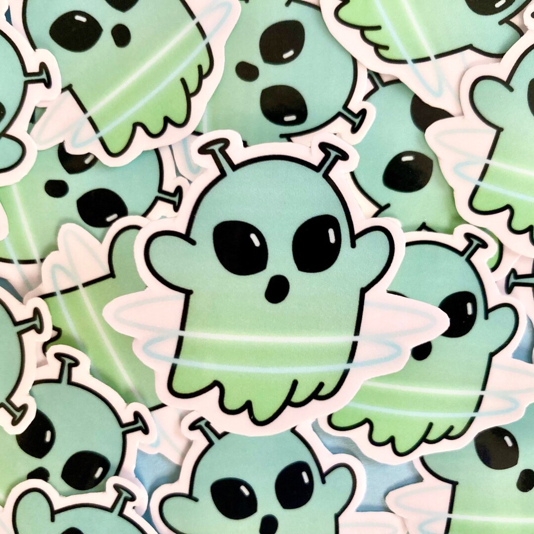 Alien Ghost Vinyl Sticker | Space Cute Funny Glossy Laptop Bottle ...