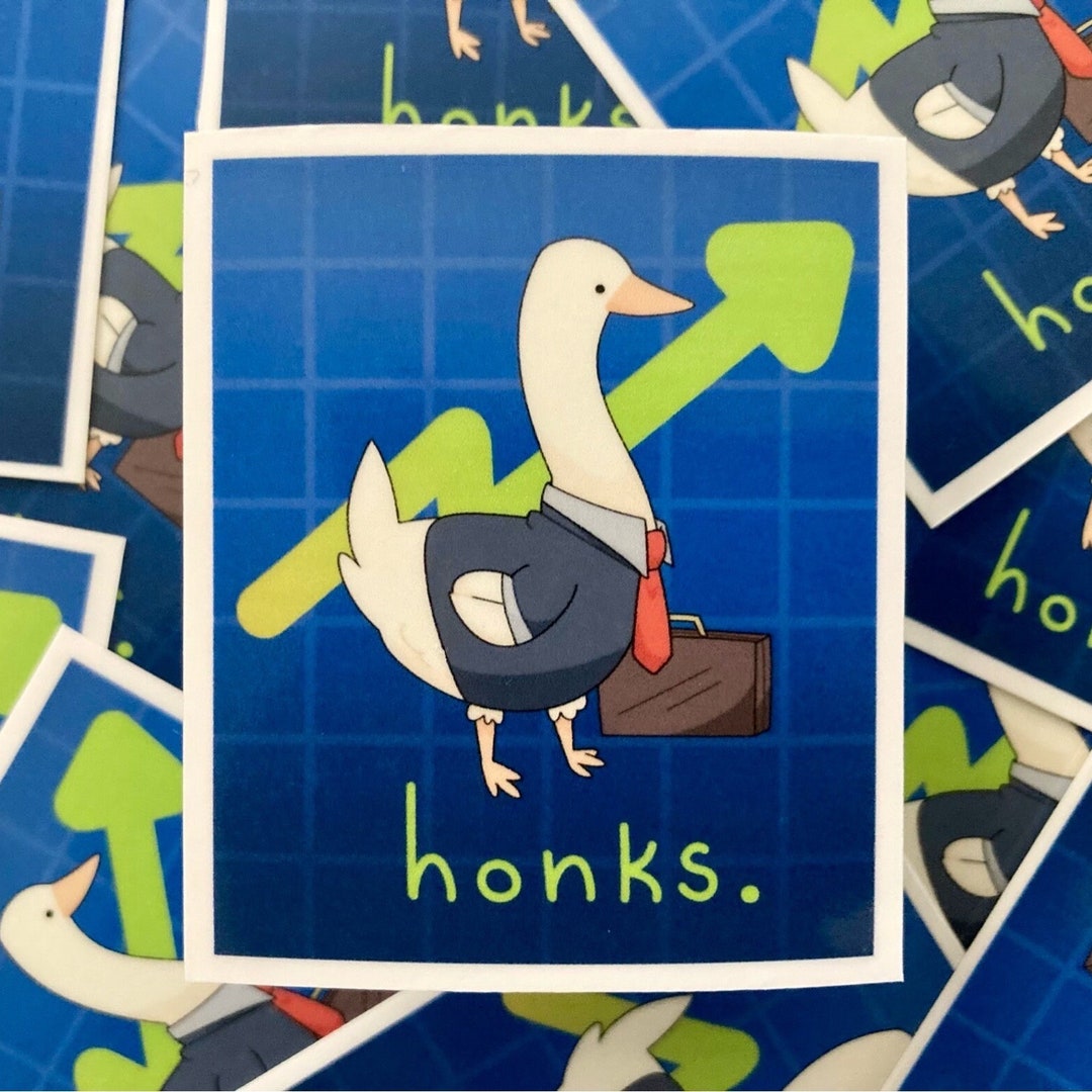 Business Goose Stonks Meme Sticker Honks Stocks Funny Meme Cute Glossy ...