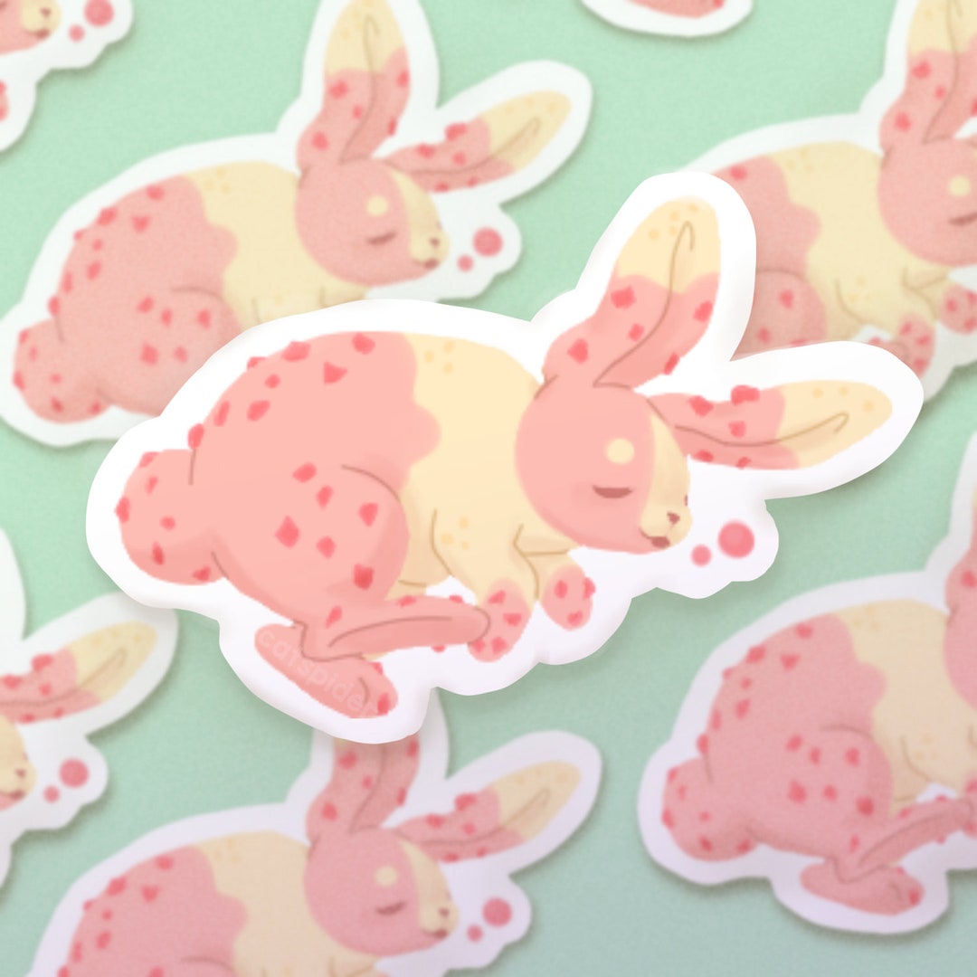 Strawberry Bunny Rabbit in Pocky Sticker | Cute Glossy Laptop Bottle ...