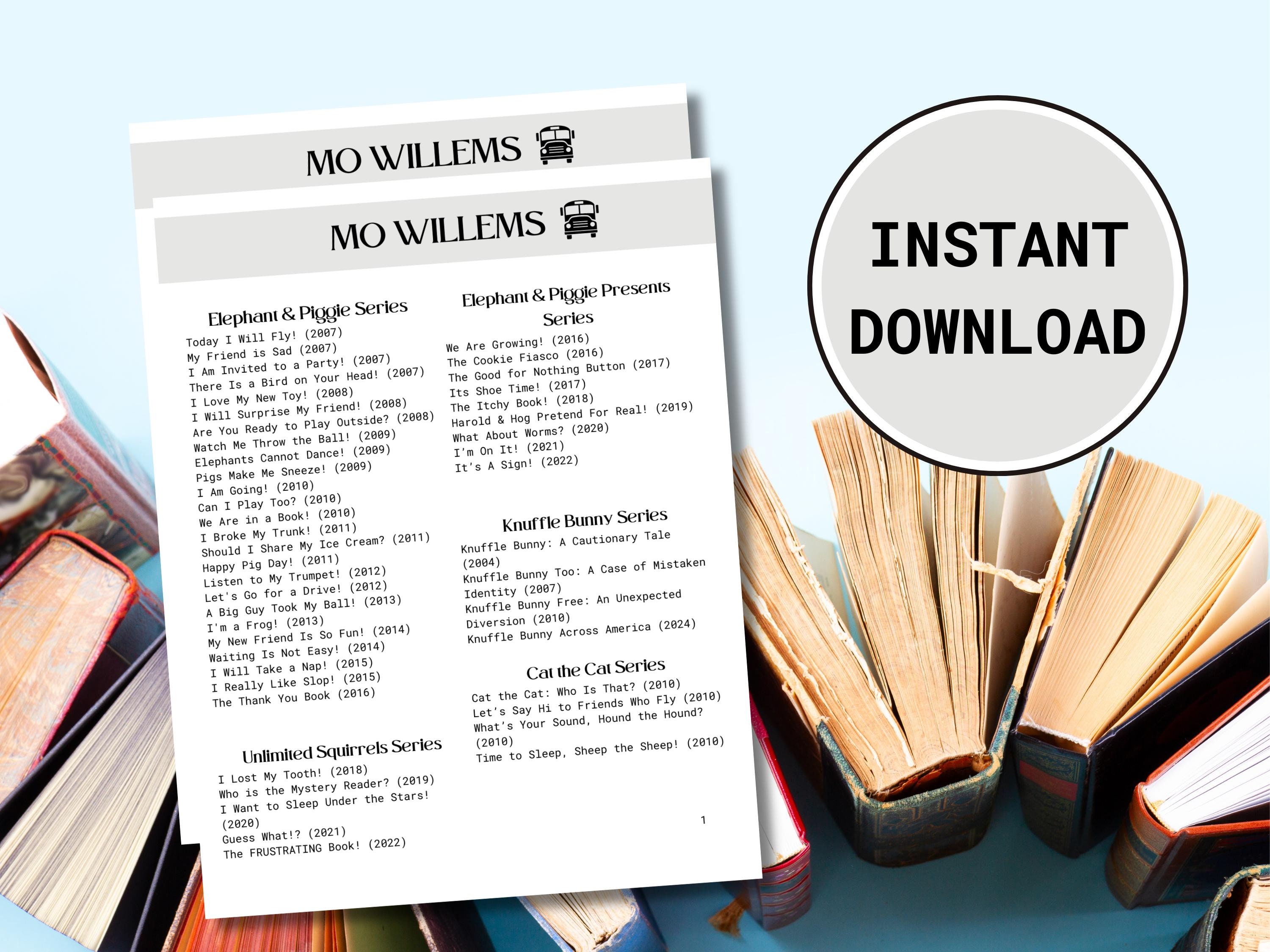 Mo Willems, Reading Checklist, Instant Download, PDF, Reading Tracker ...