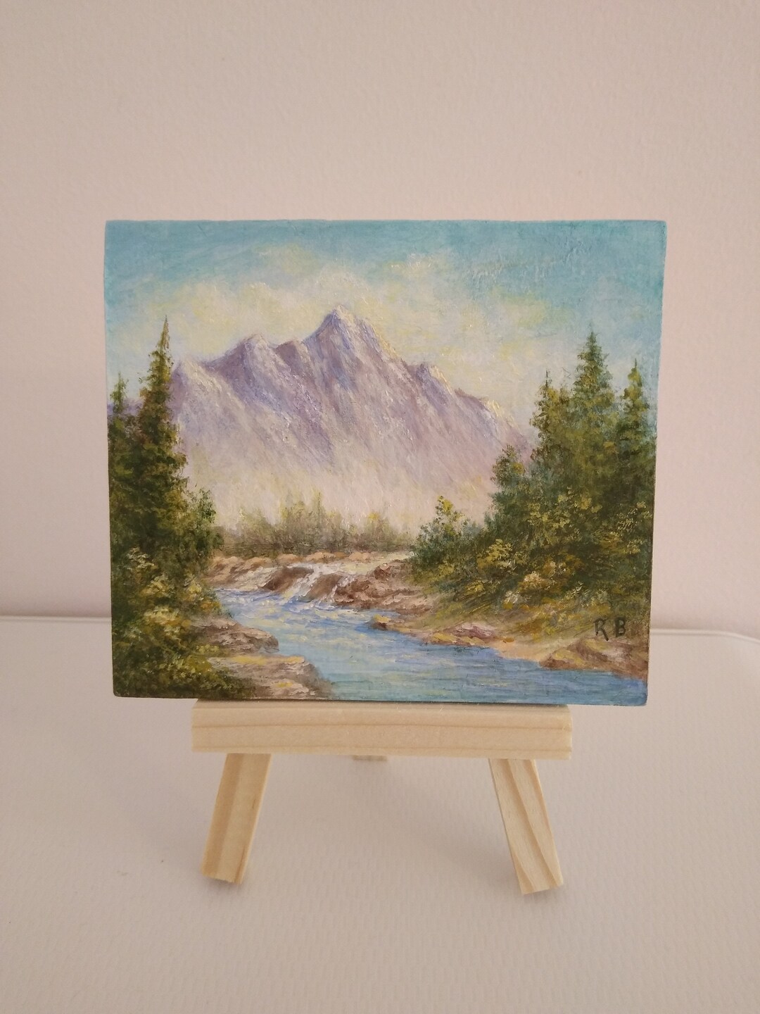 Original Mini Landscape Painting, Mini Mountain Painting, Small ...