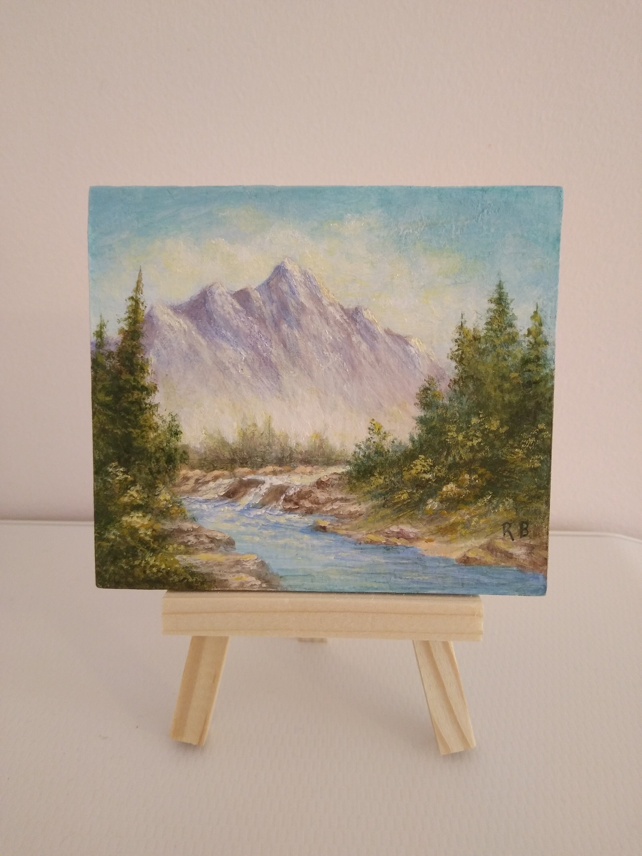 Original Mini Landscape Painting, Mini Mountain Painting, Small ...