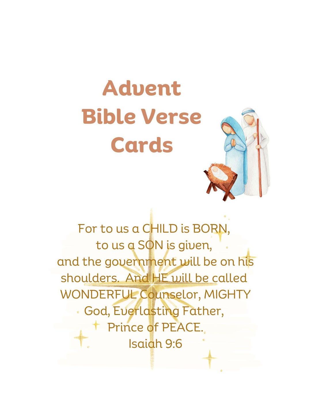 Advent Bible Verse Cards | Printable Scripture Cards for Kids ...