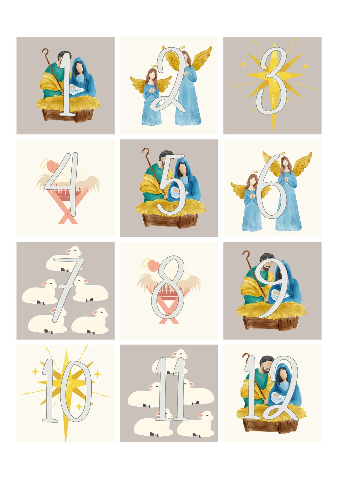 Advent Number Cards for Calendar - Etsy