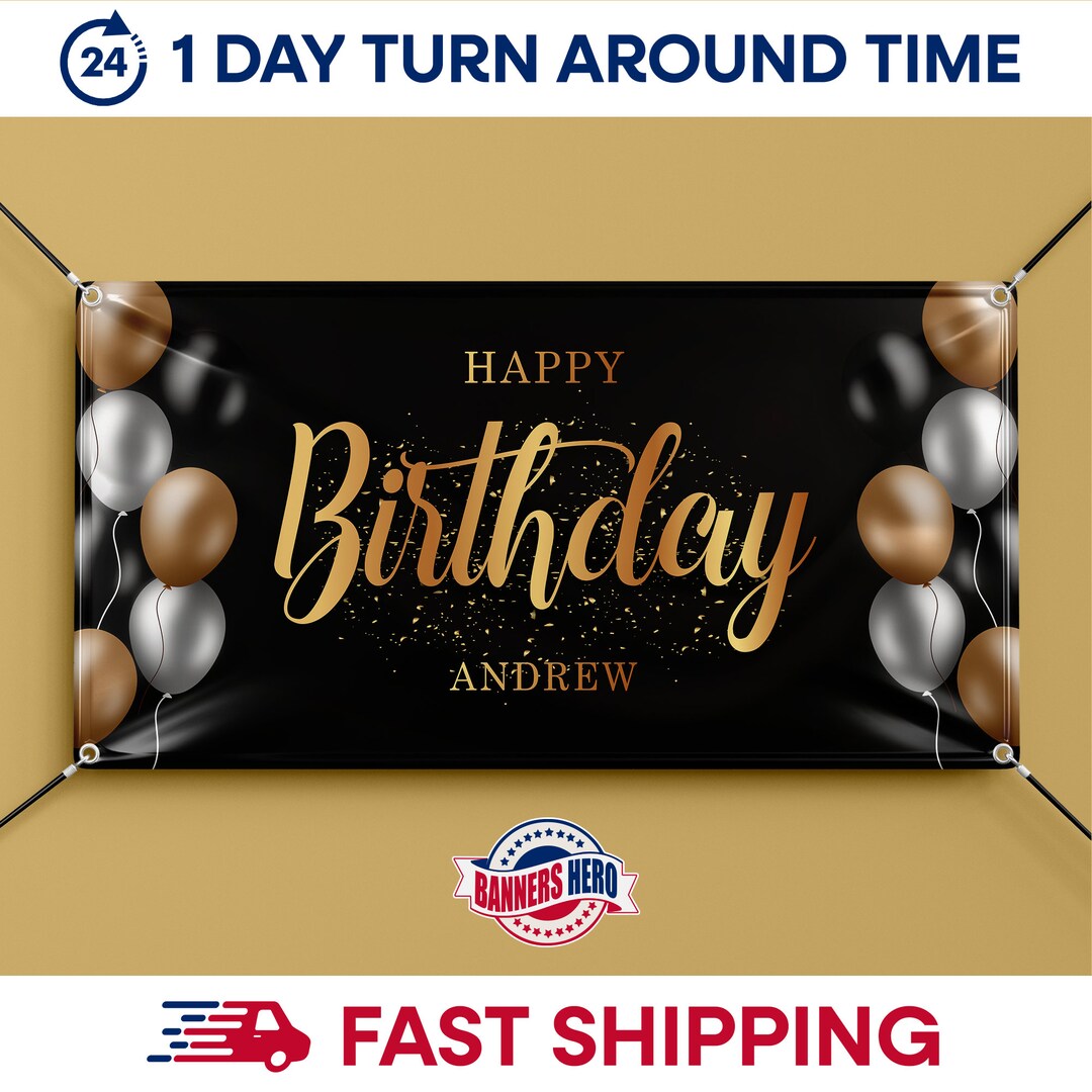 Happy Birthday Banner, Multi-time Use Birthday Banner, Full Color Vinyl ...