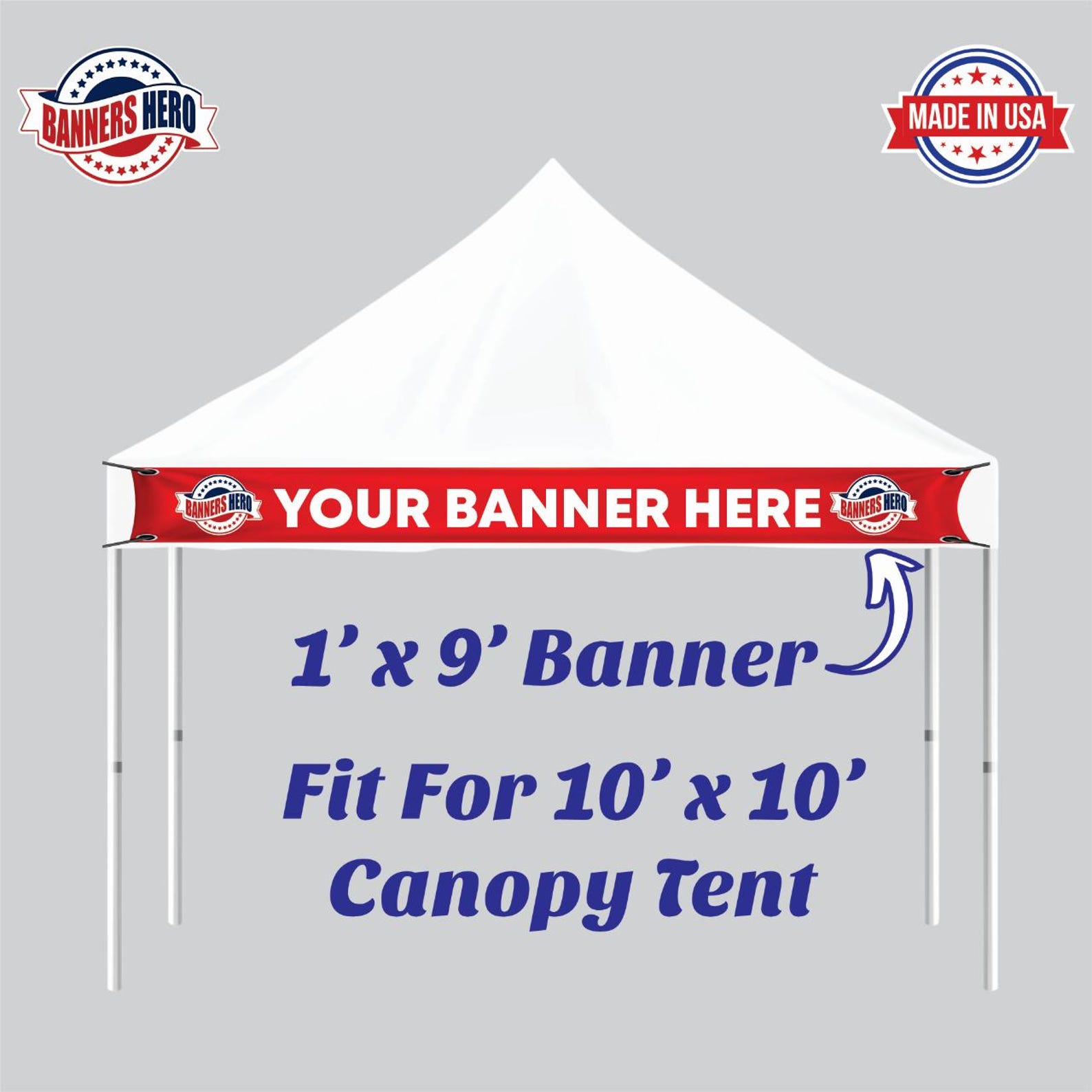 Two Custom Banners, Front 1x9 and Back 3x8 Banner for 10x10 Canopy ...