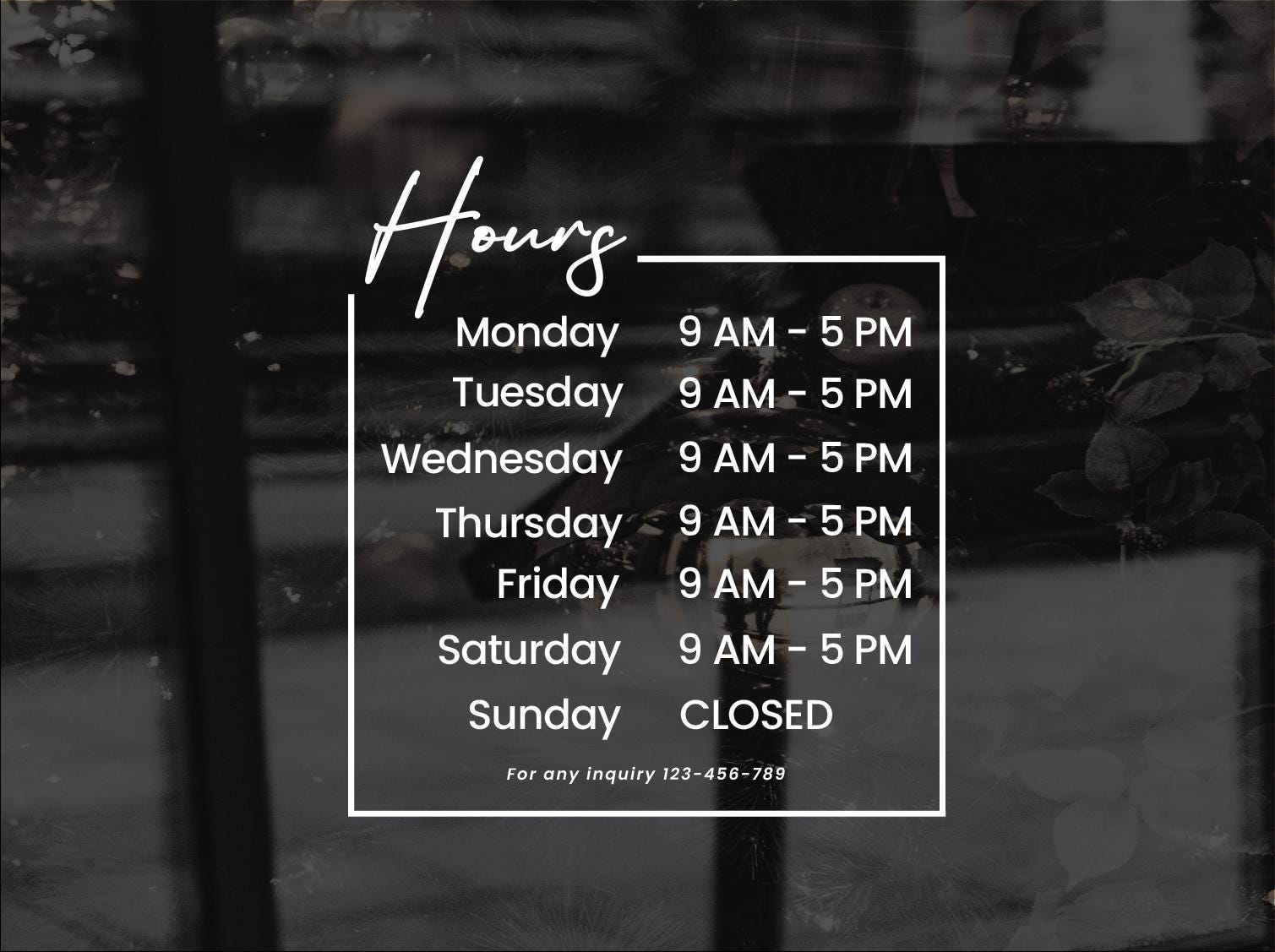Hours Decal - Custom Hour Decal - Custom Storefront Hours - Shop Hours ...