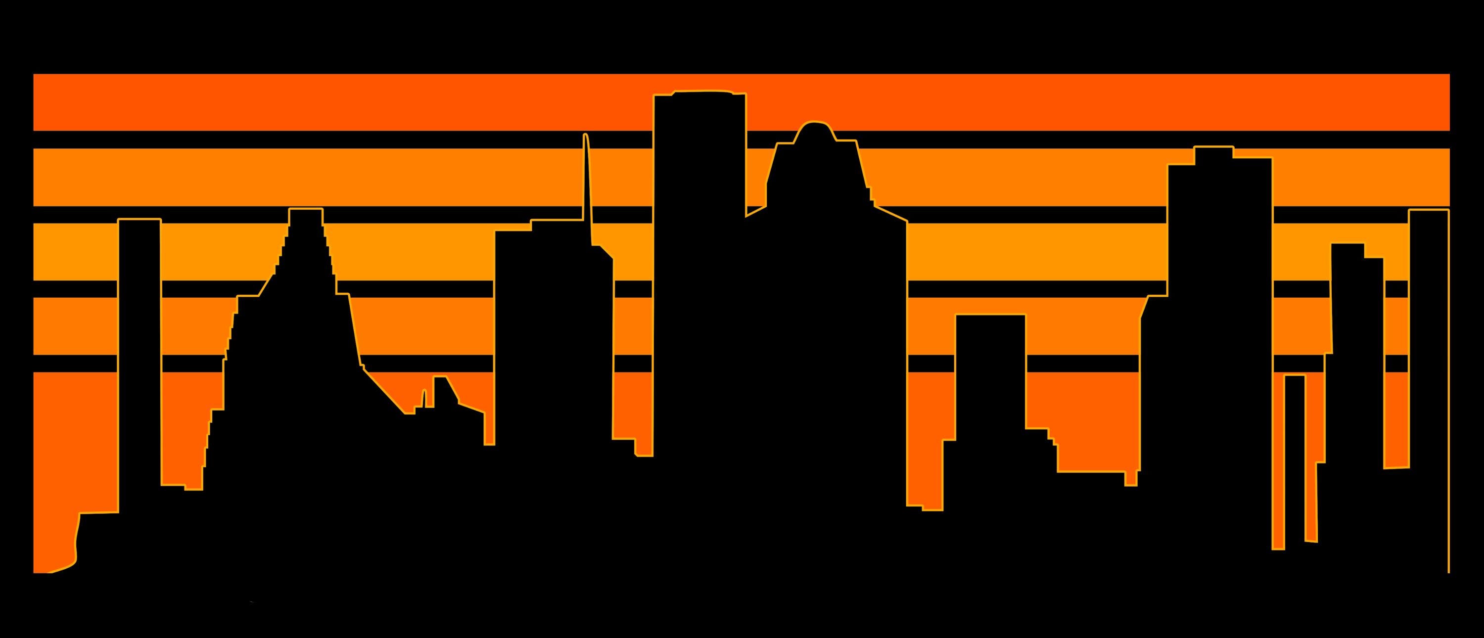 Houston Skyline With H-town Graphic Design, Design With Vibrant ...