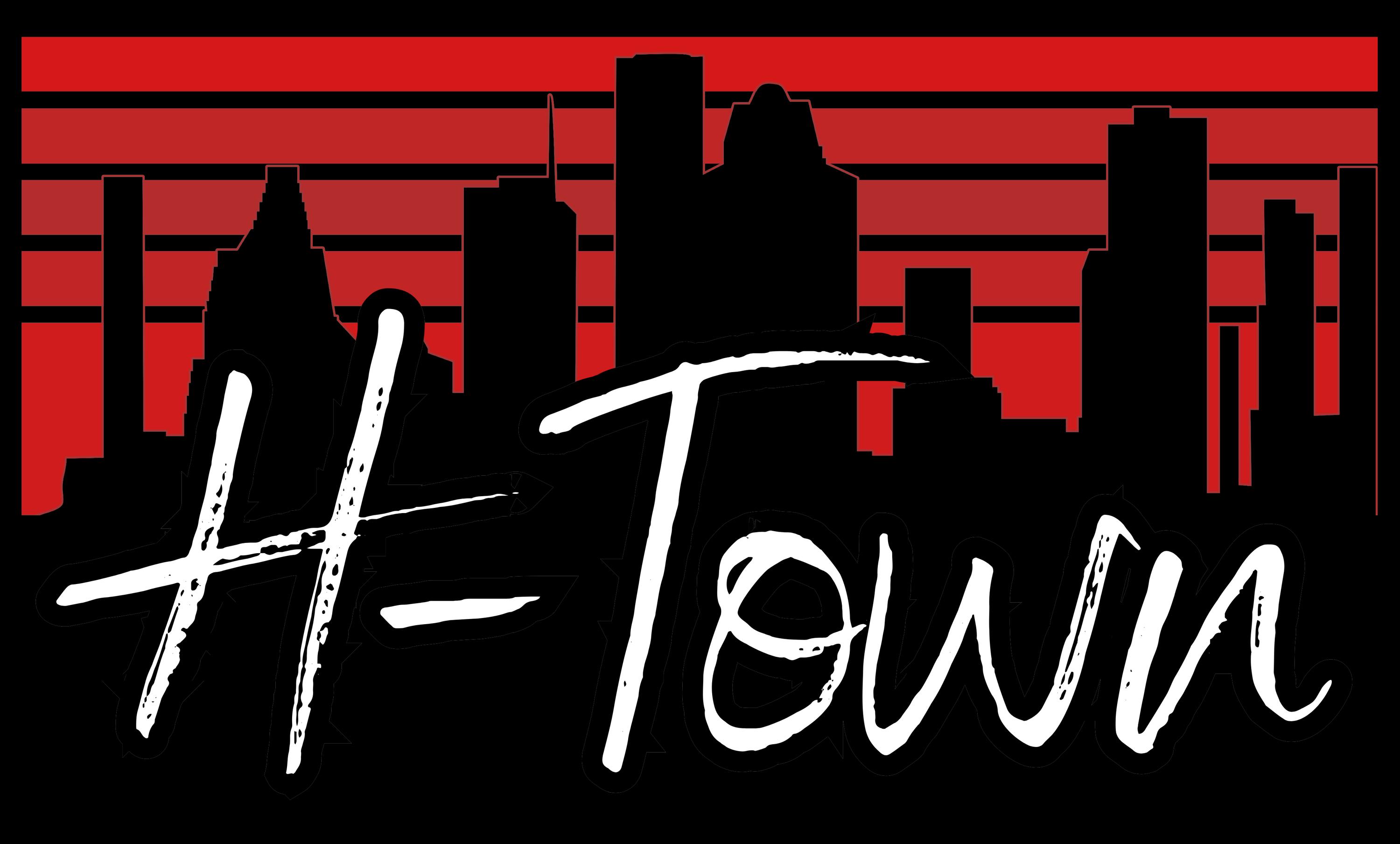 Houston Skyline With H-town Graphic Design, Design With Vibrant ...
