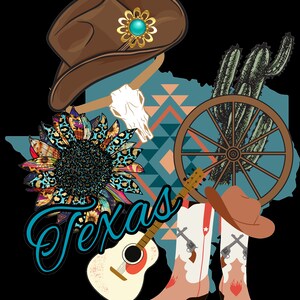 Bundle of Two Texas Rodeo Western Cowboy Cowgirl Png Files for Download ...