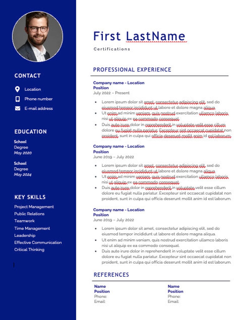 Modern Sleek Resume / CV Template - MS Word and Apple Pages Compatible ...